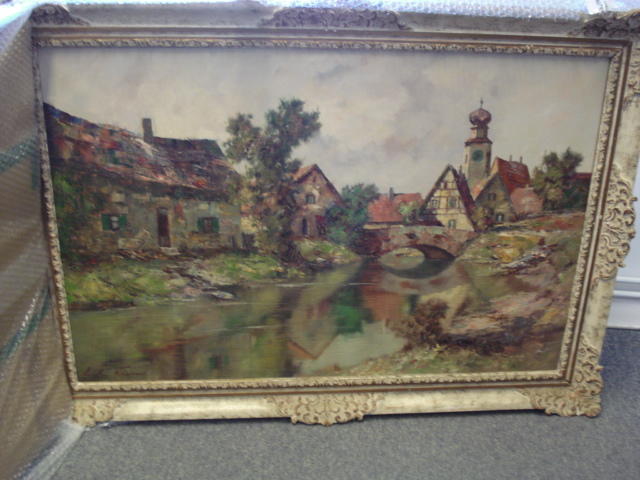 Bonhams 20th Century Continental School Village Church Viewed From A