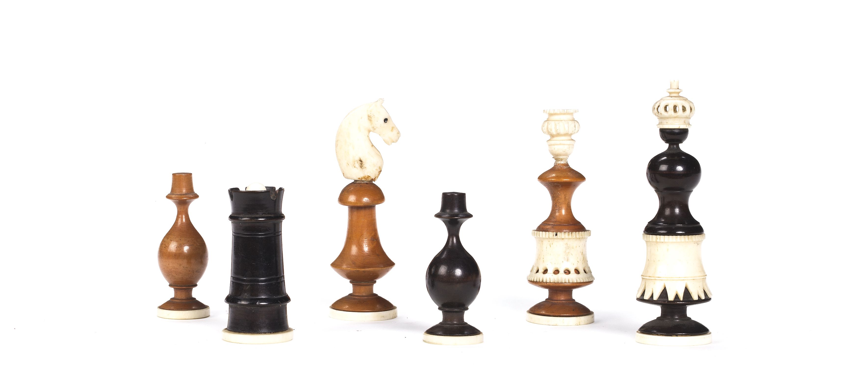 Bonhams : An Inverted Lyon Pattern bone-mounted wooden chess set ...