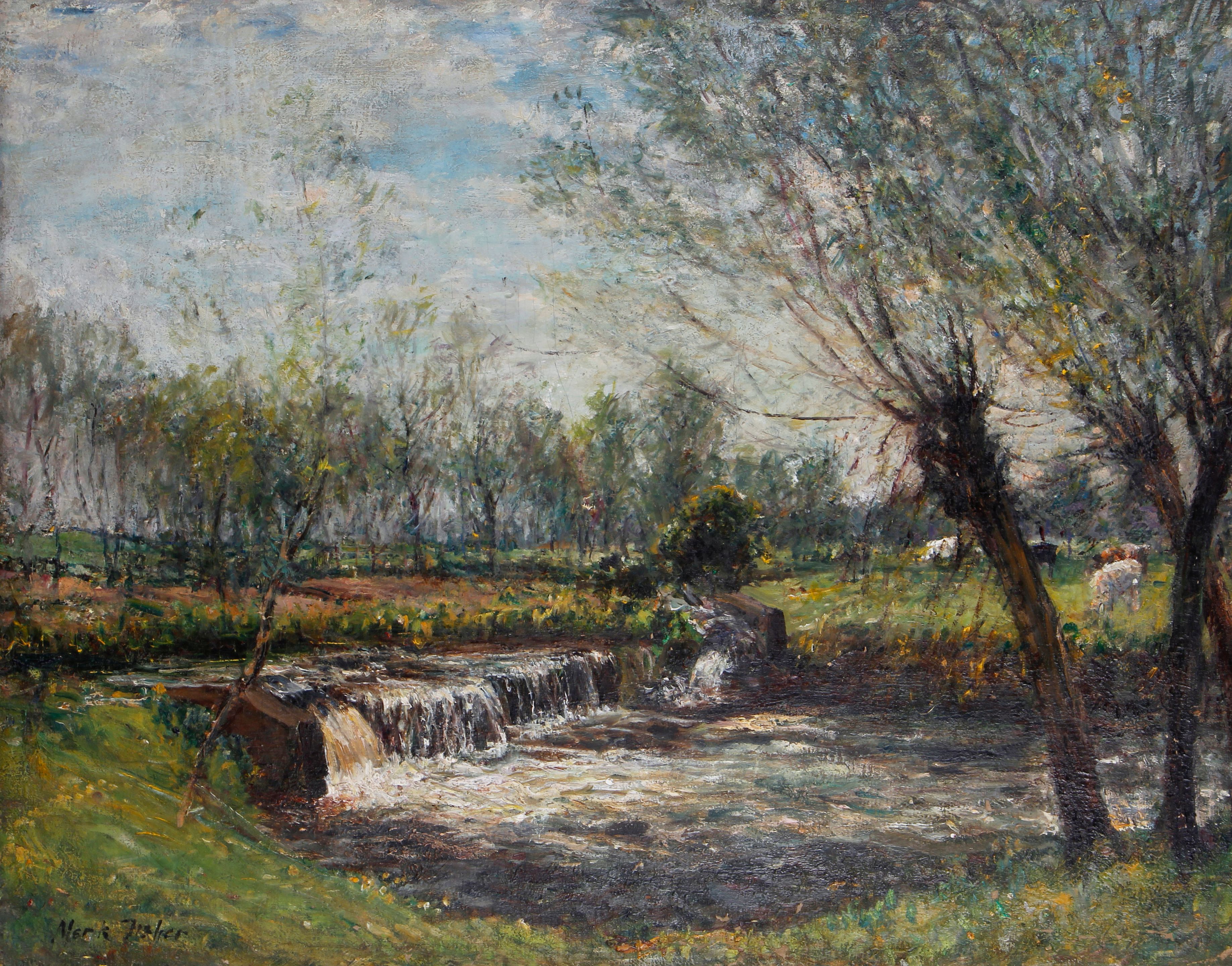 Bonhams : William Mark Fisher RA (American, 1841-1923) A weir with ...