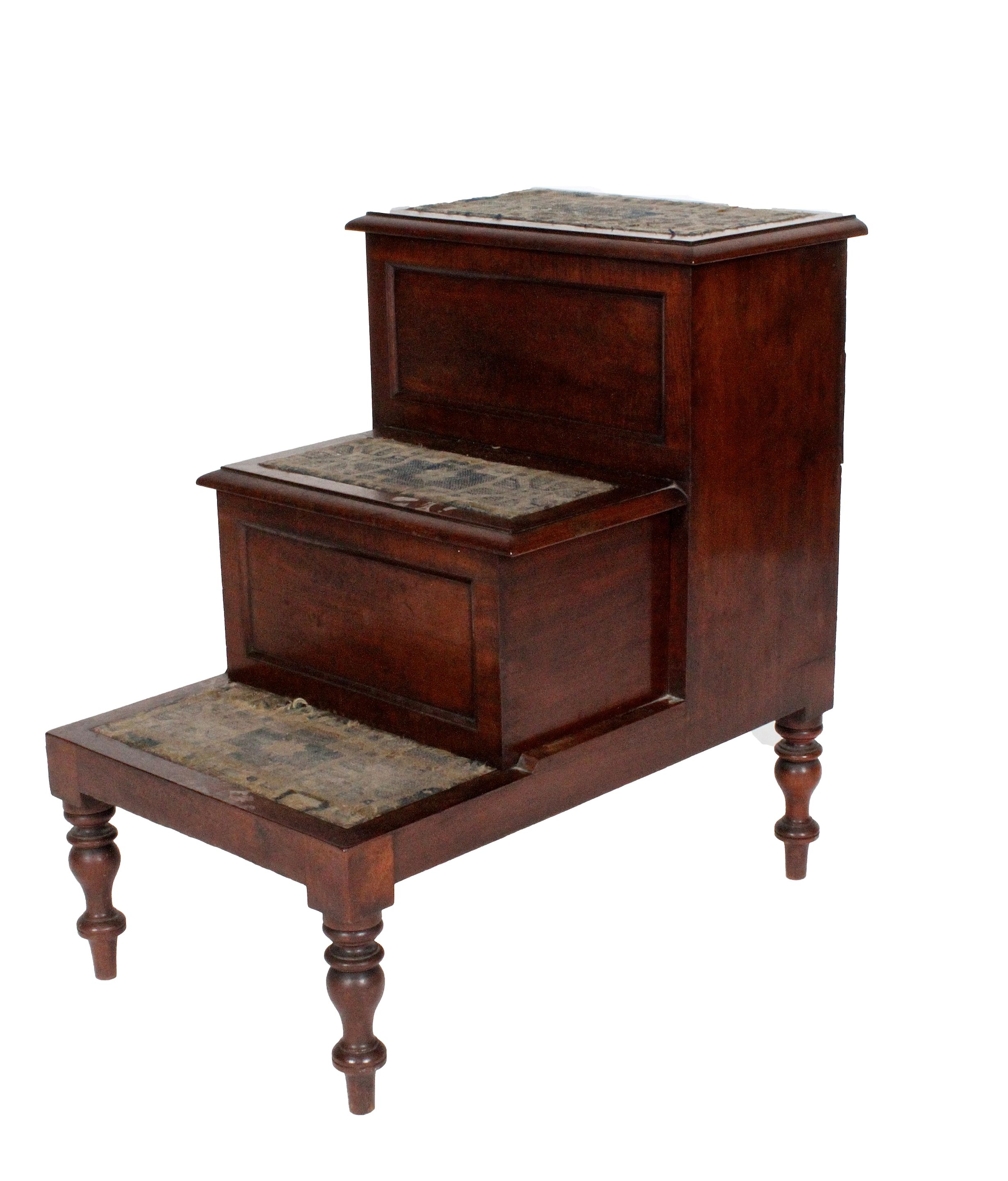 Bonhams : A set of 19th century mahogany three tread bed steps