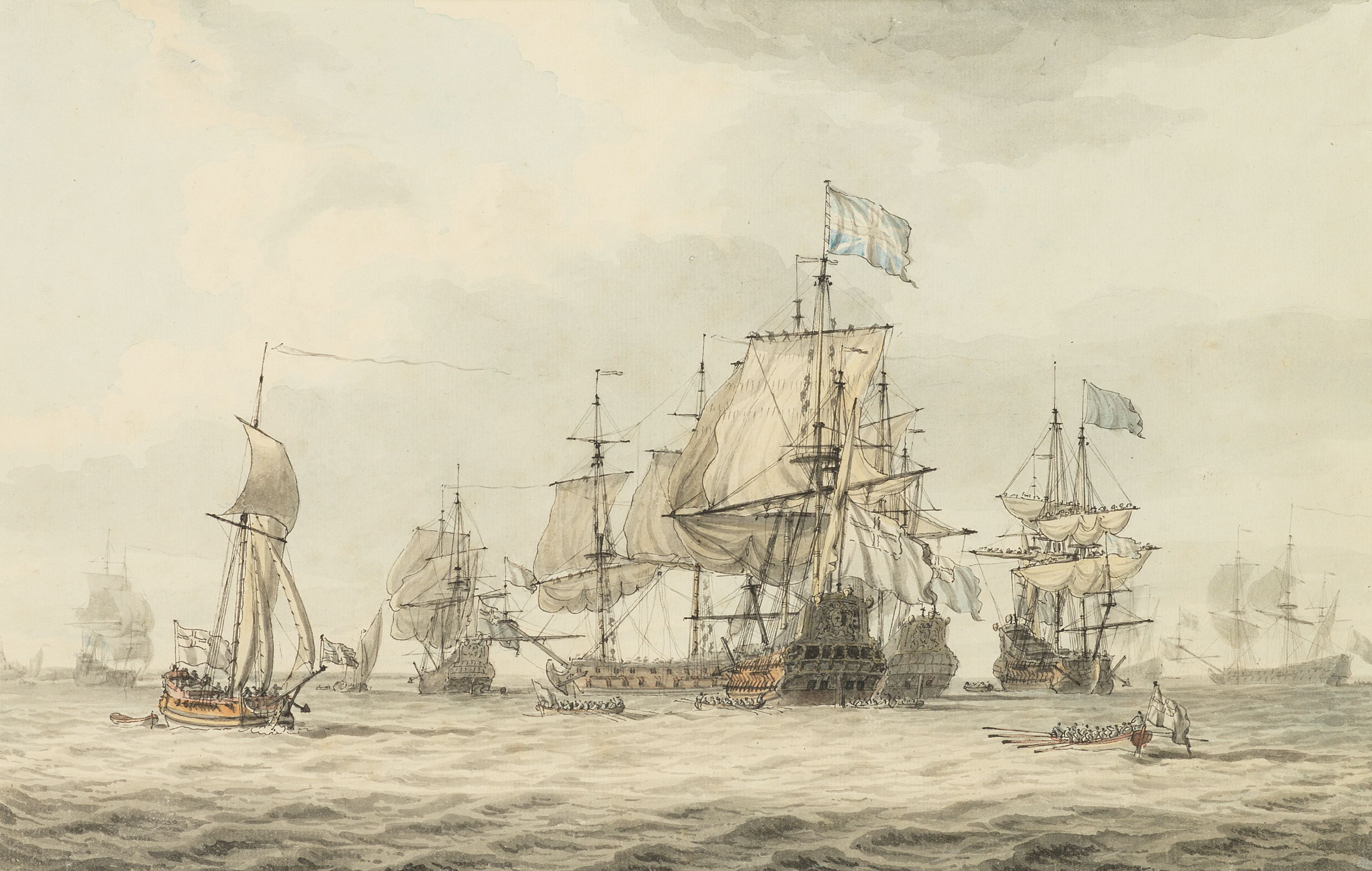 Bonhams : Dominic Serres (1722-1793) A Squadron of the Fleet making ...