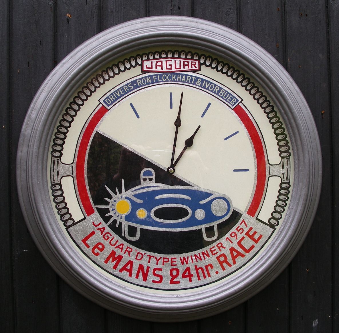 Bonhams Cars : A 'Jaguar at Le Mans' themed garage clock,