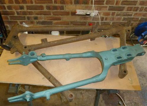 Bonhams Cars : A Triumph Model N part-frame and rear forks,