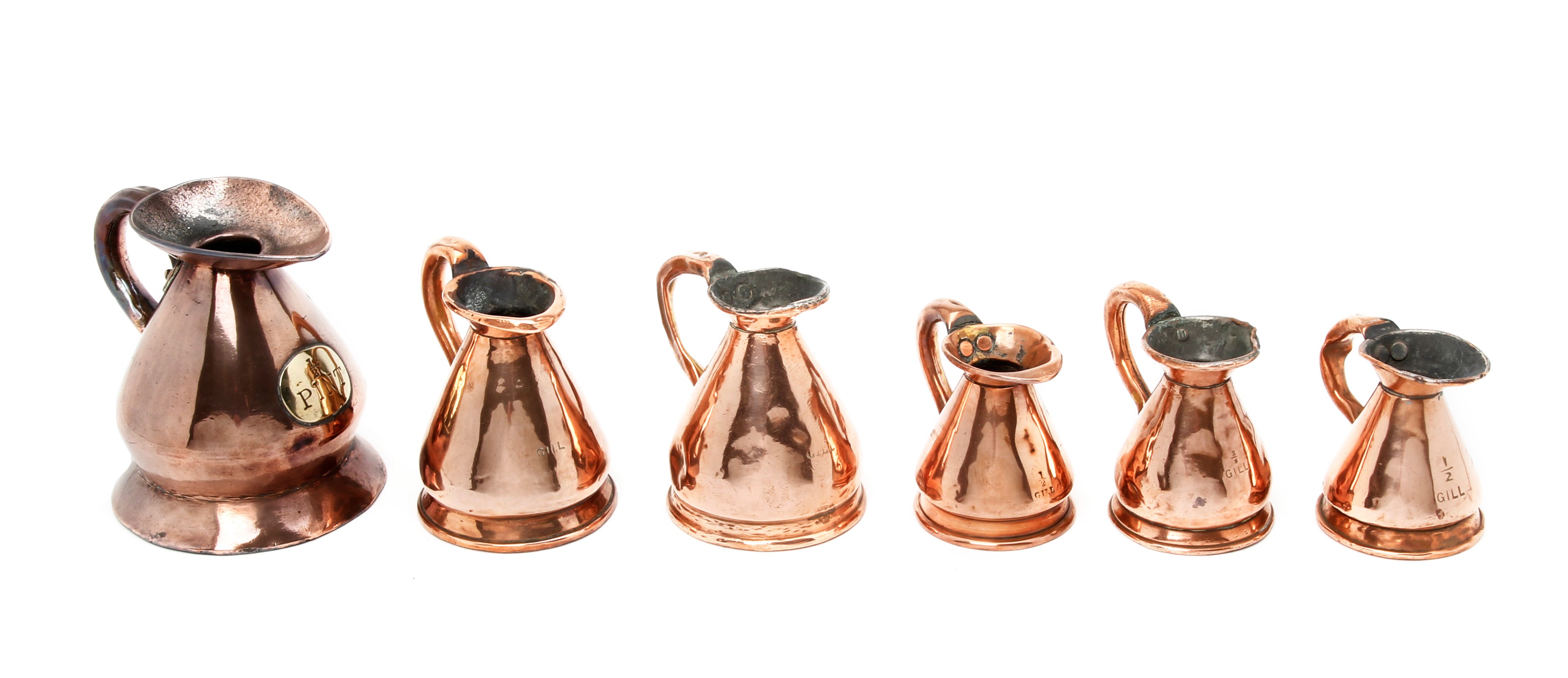 Bonhams : A group of six copper measures