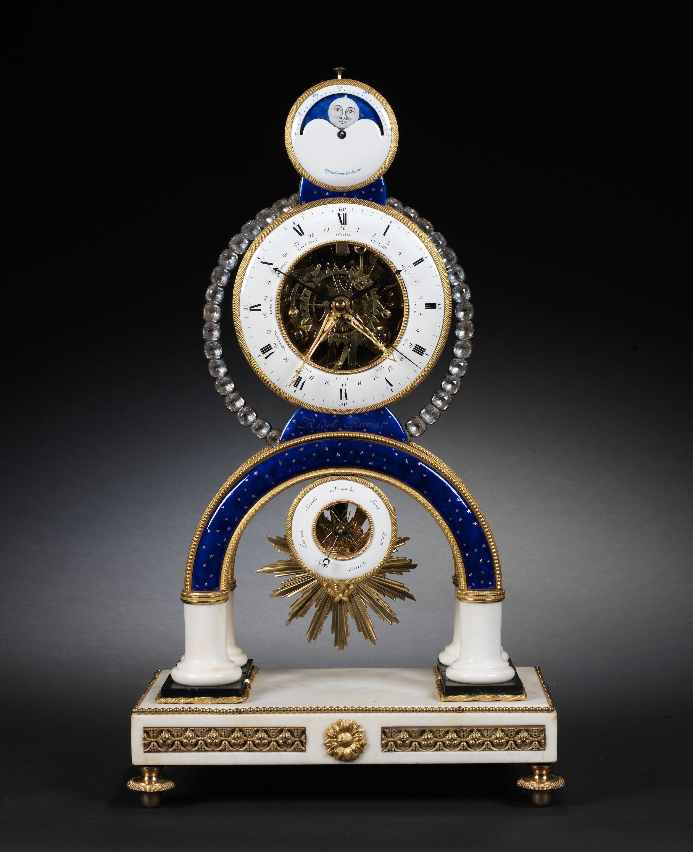 Bonhams : An early 19th century French marble, ormolu and enamel ...