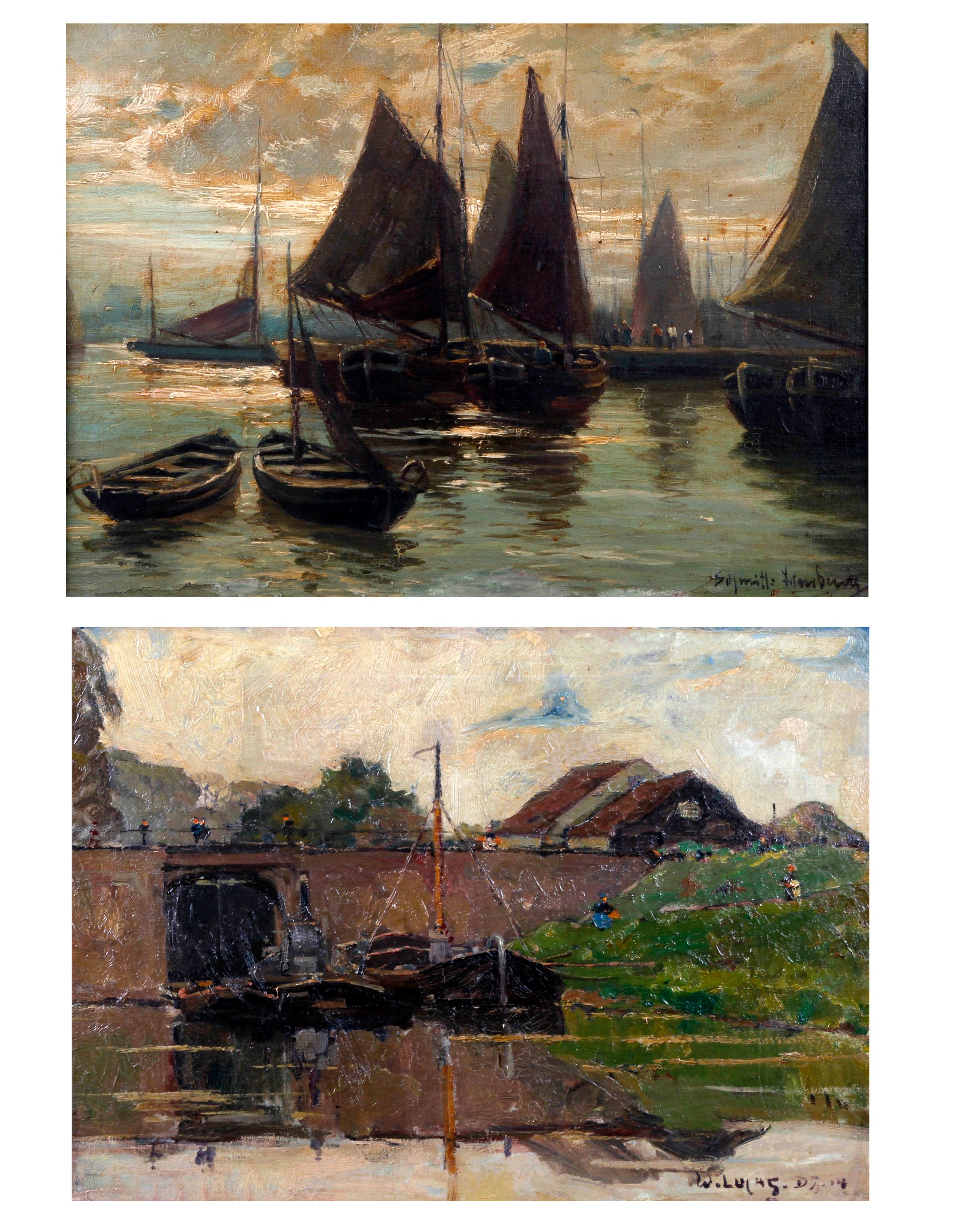 Bonhams : Wilhelm (Willy) Lucas (German, 1884-1918) Barges on a river ...