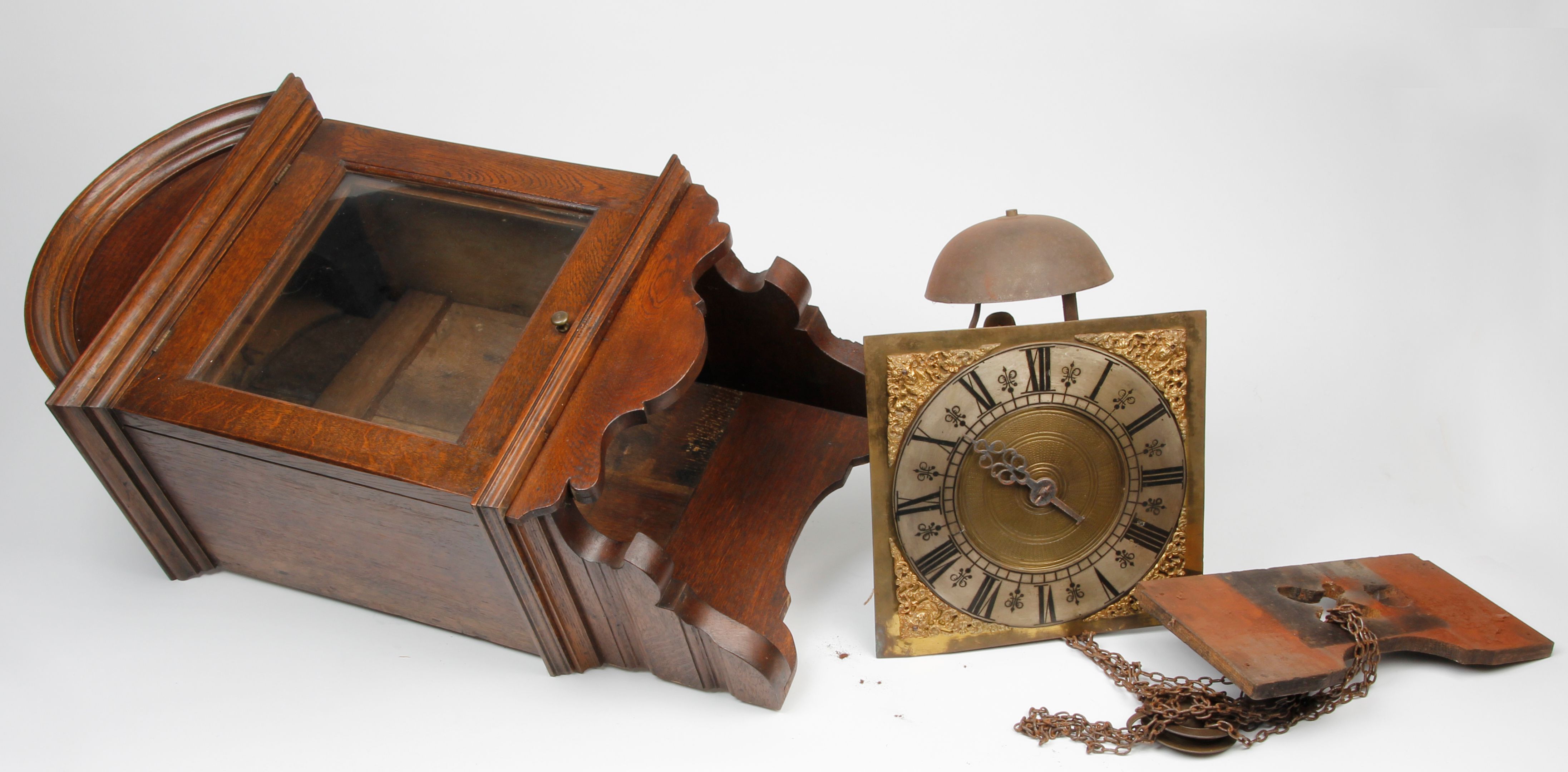 Bonhams : A 17th century style oak cased chain driven wall clock