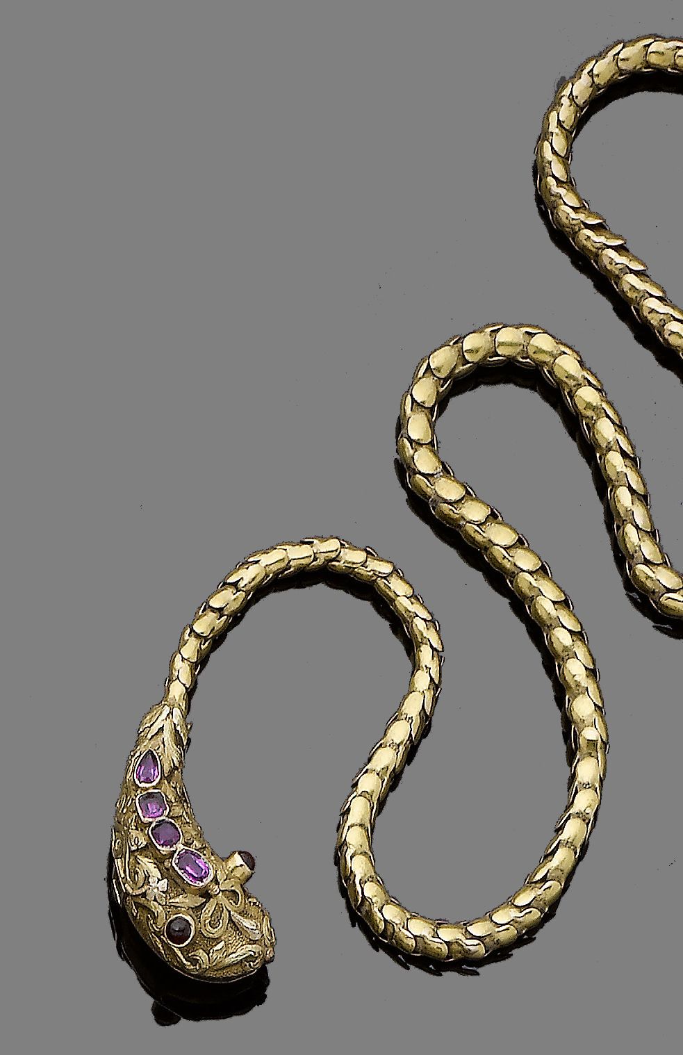 Bonhams : A ruby-set serpent necklace