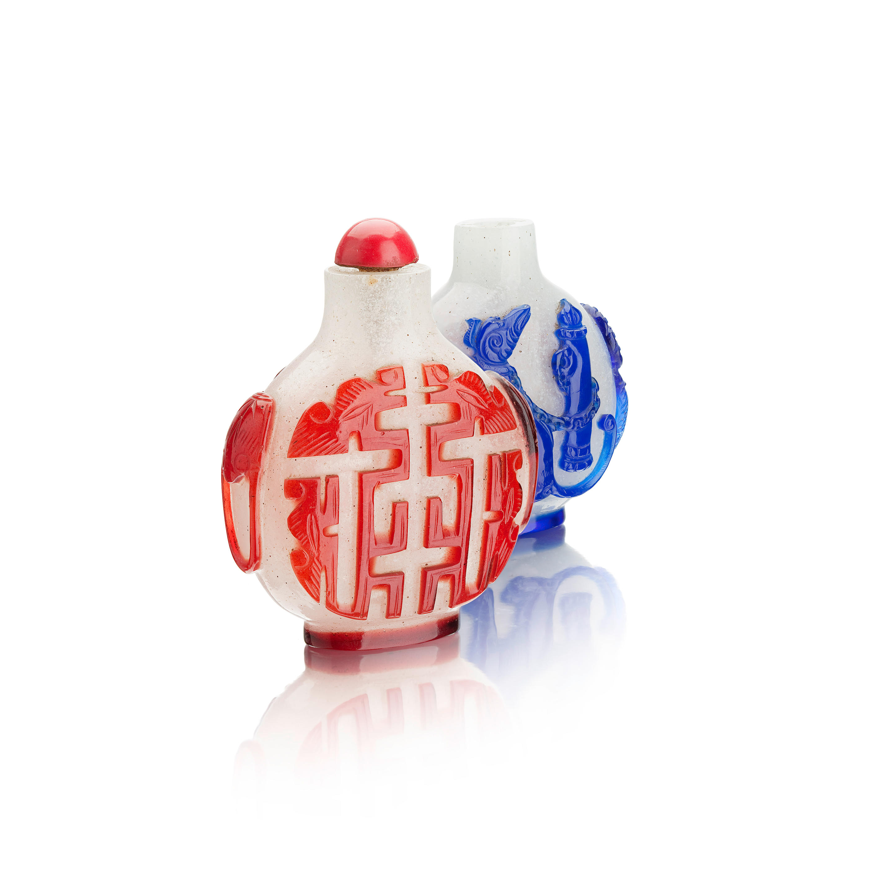 Bonhams Two Overlaid Glass Snuff Bottles 19th Century