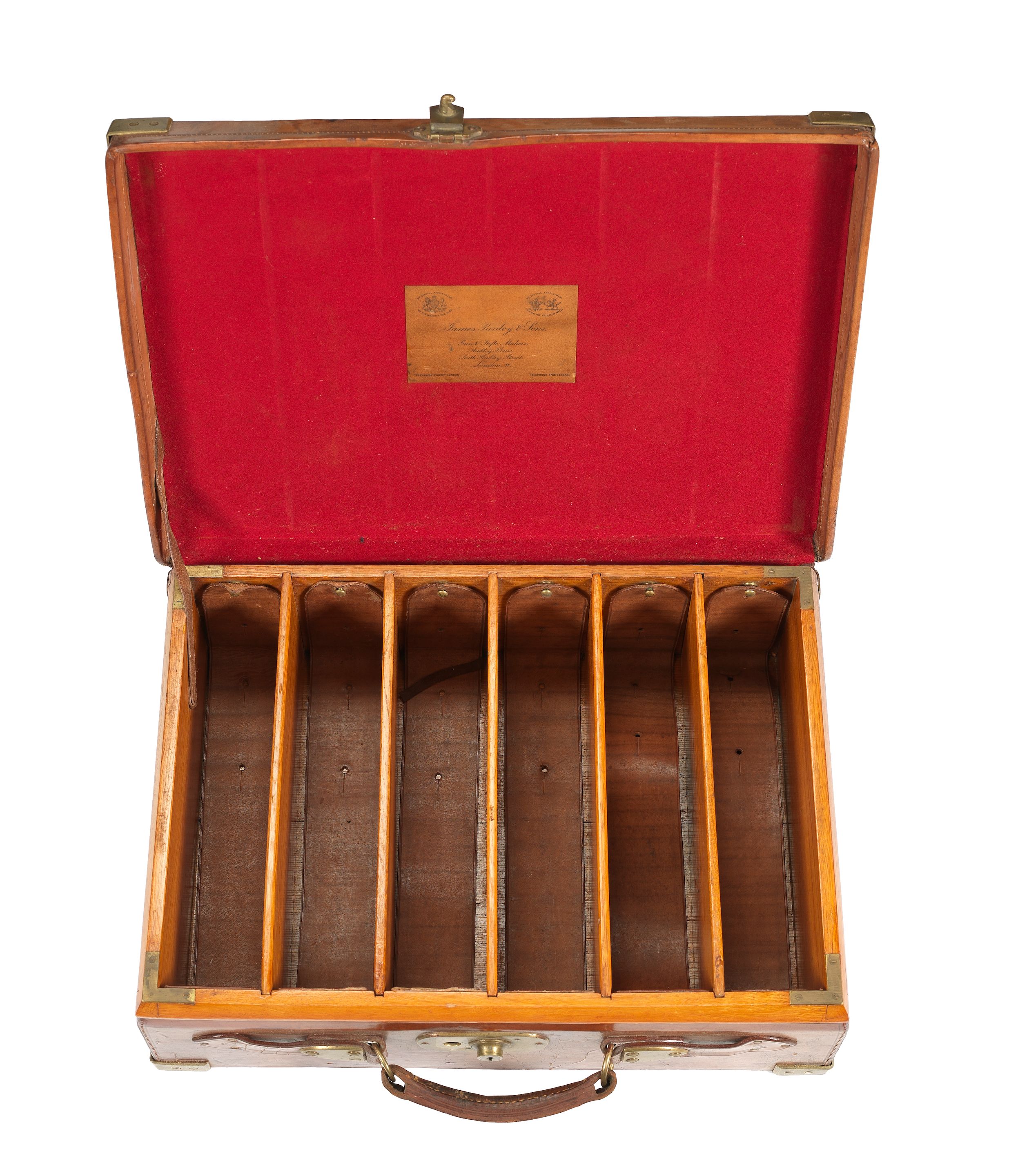 Bonhams : A James Purdey & Sons brass-mounted oak and leather cartridge ...