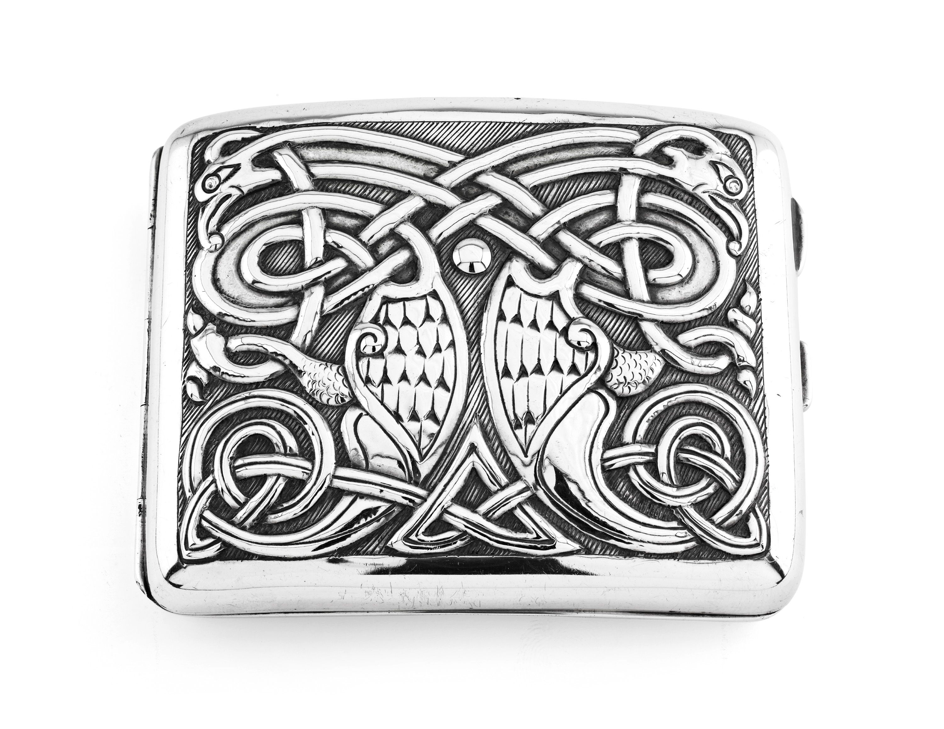 Bonhams : A silver cigarette case designed by Alexander Ritchie of Iona ...