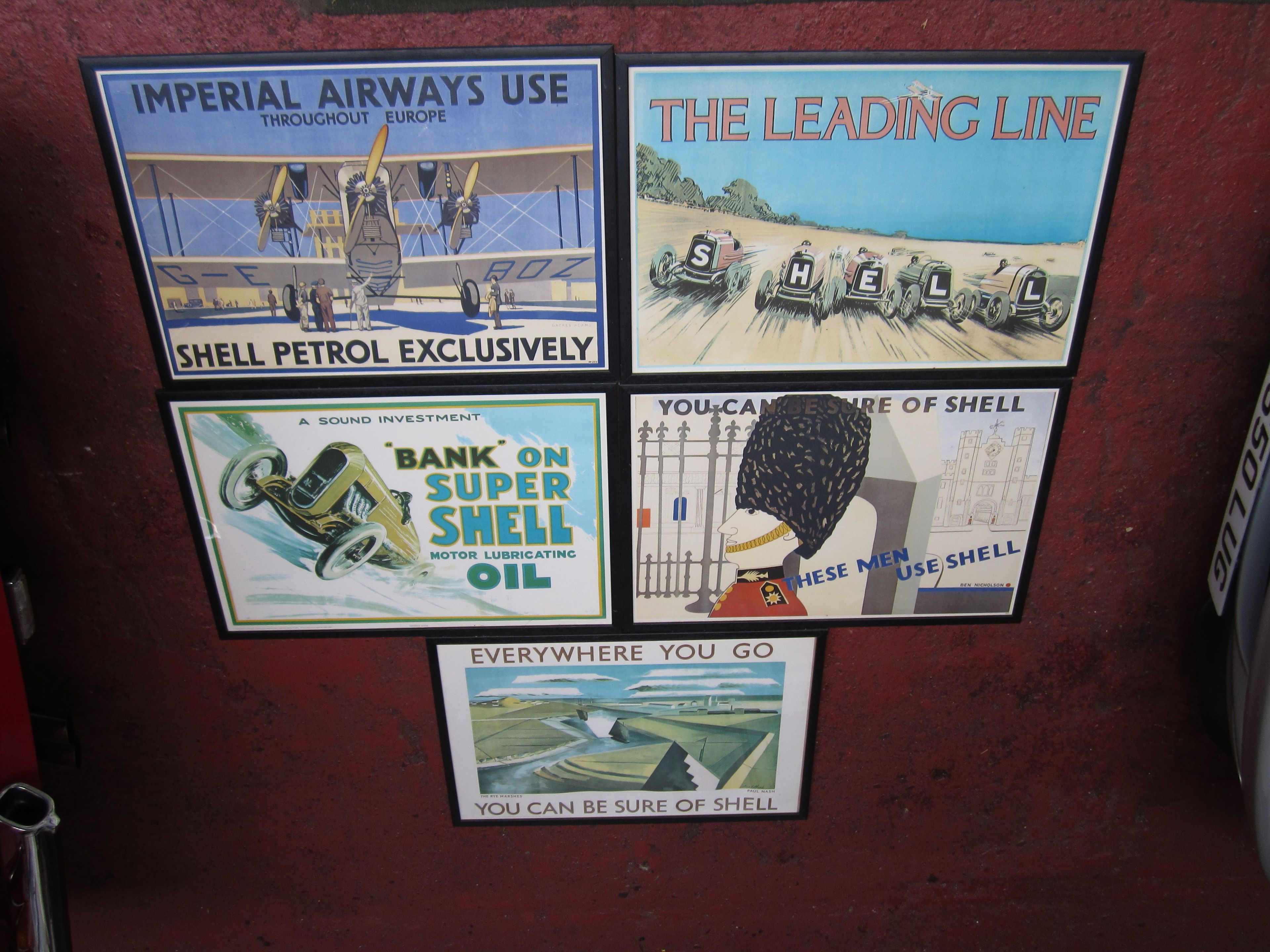 Bonhams Cars : Five reproduction Shell advertising posters,