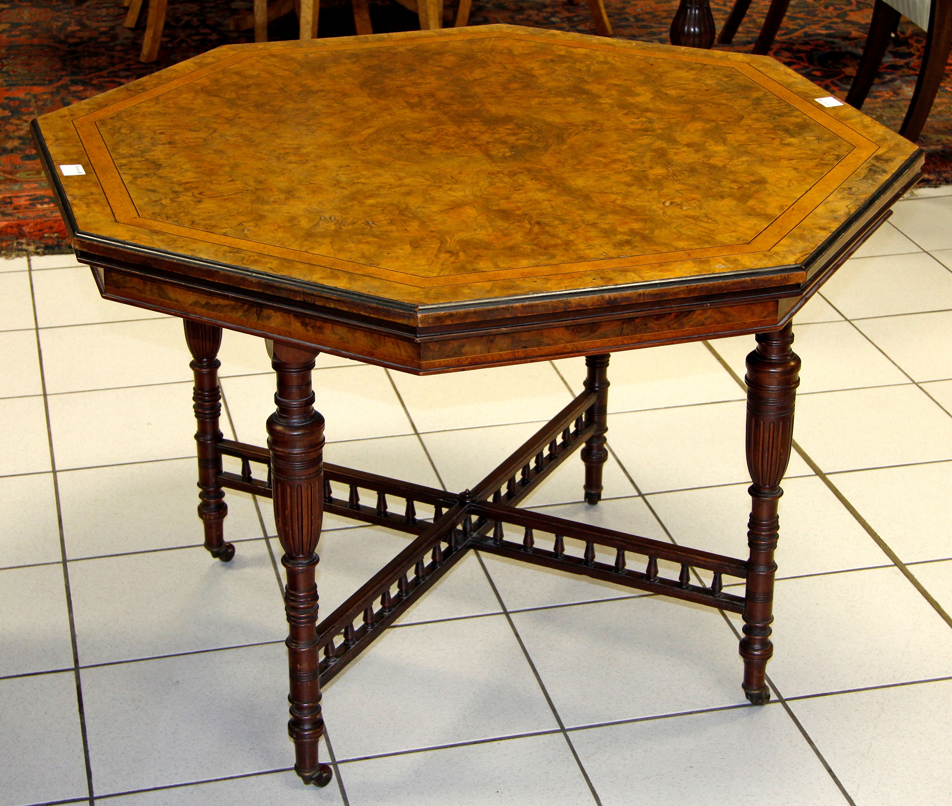 Bonhams : A Victorian octagonal walnut breakfast/centre table,with burr ...