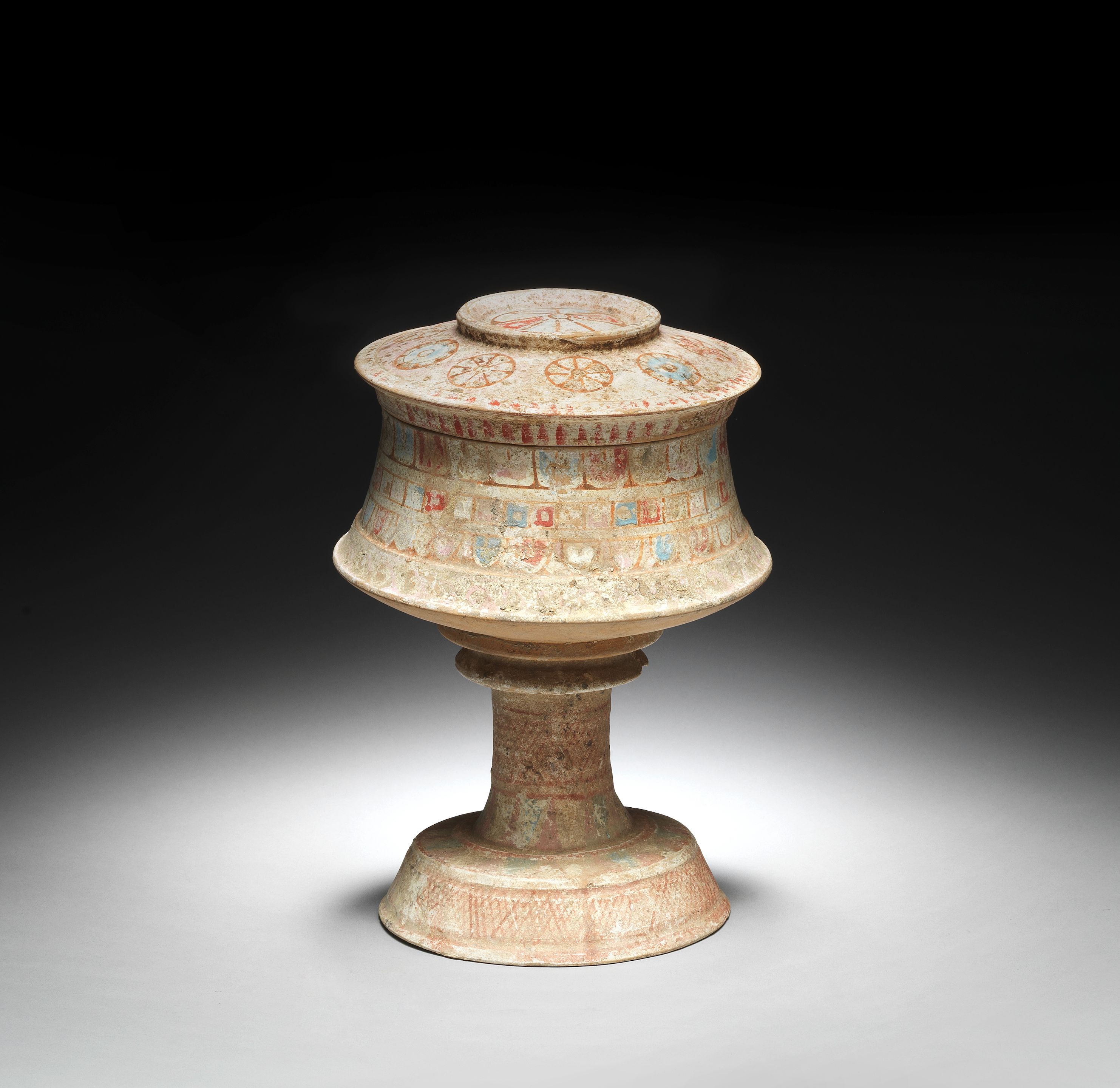 Bonhams : A Canosan terracotta pyxis with stand