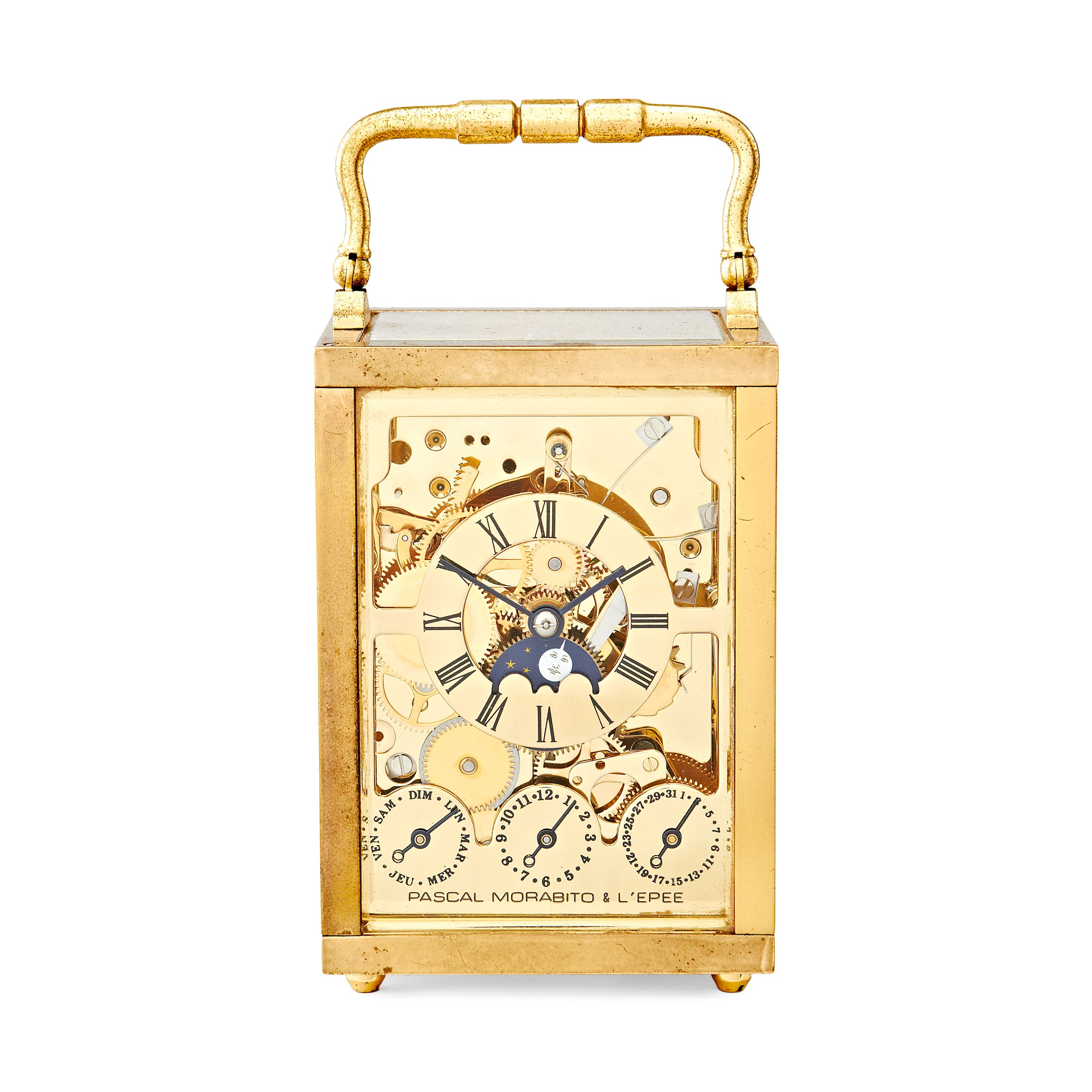 Bonhams : A 20th century French brass skeletonised carriage clock with ...