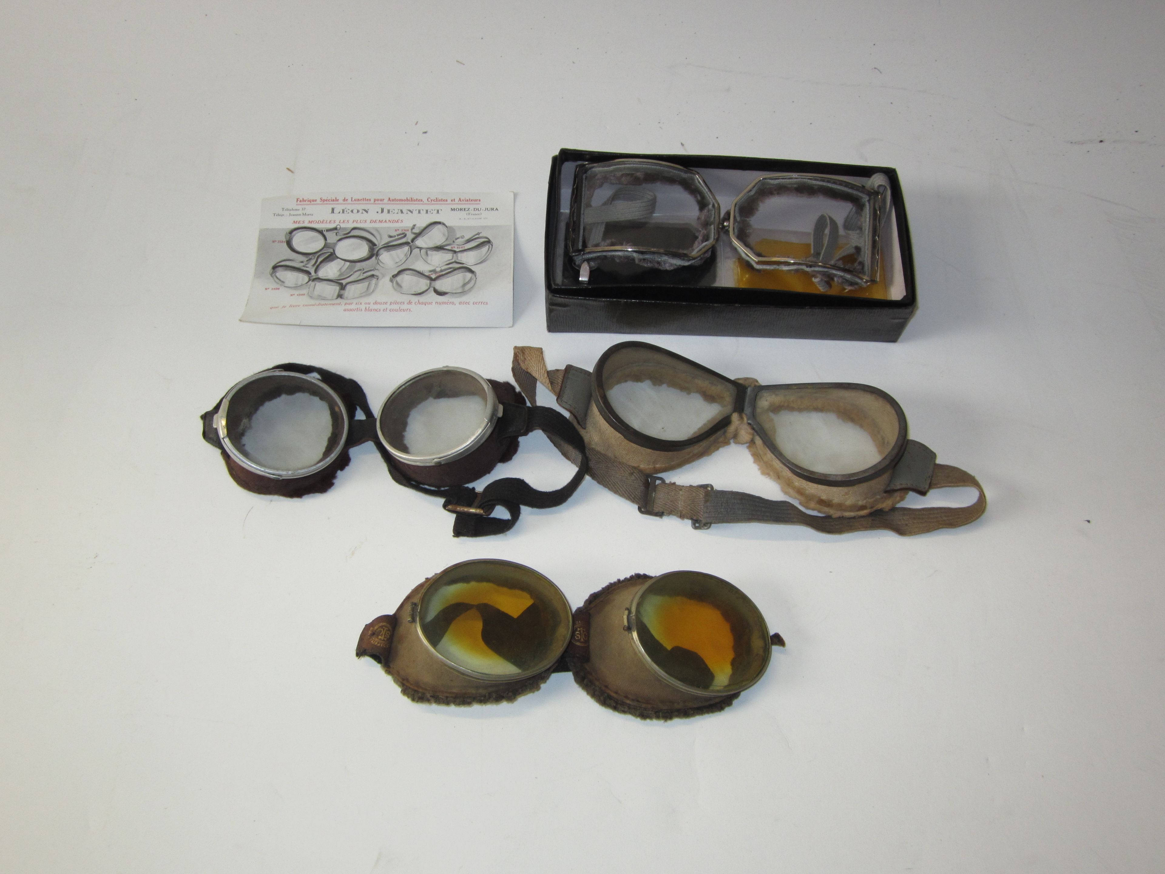 Bonhams Cars : Four pairs of motoring goggles,