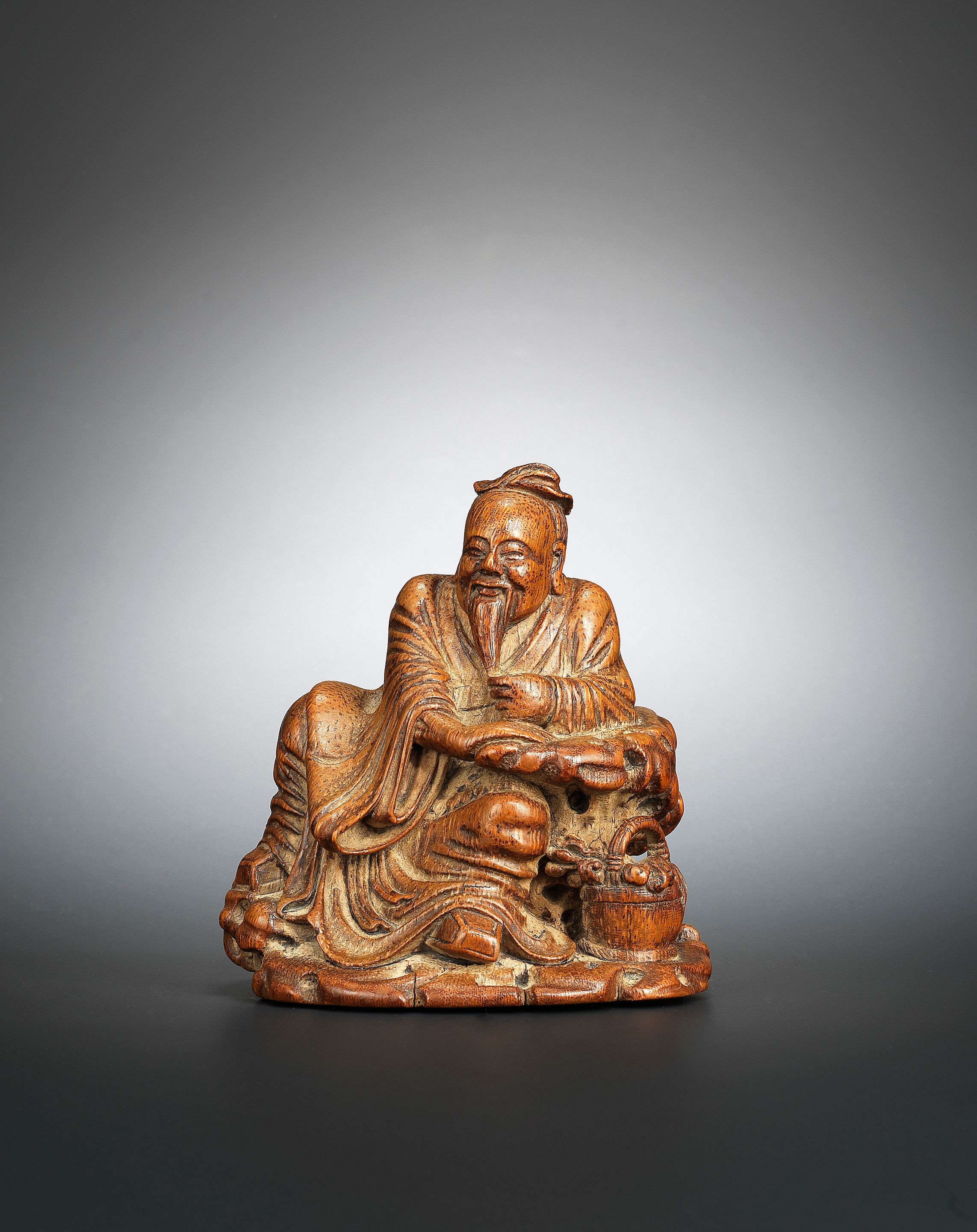 Bonhams : A rare bamboo figure of Li Shizhen Late Ming / early Qing dynasty