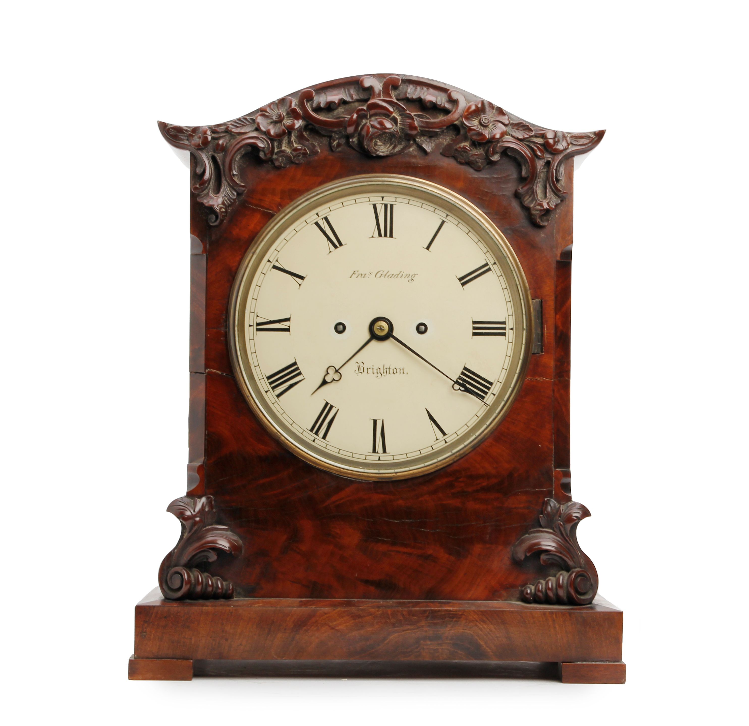 Bonhams : An early Victorian flame mahogany cased twin-fusee bracket ...