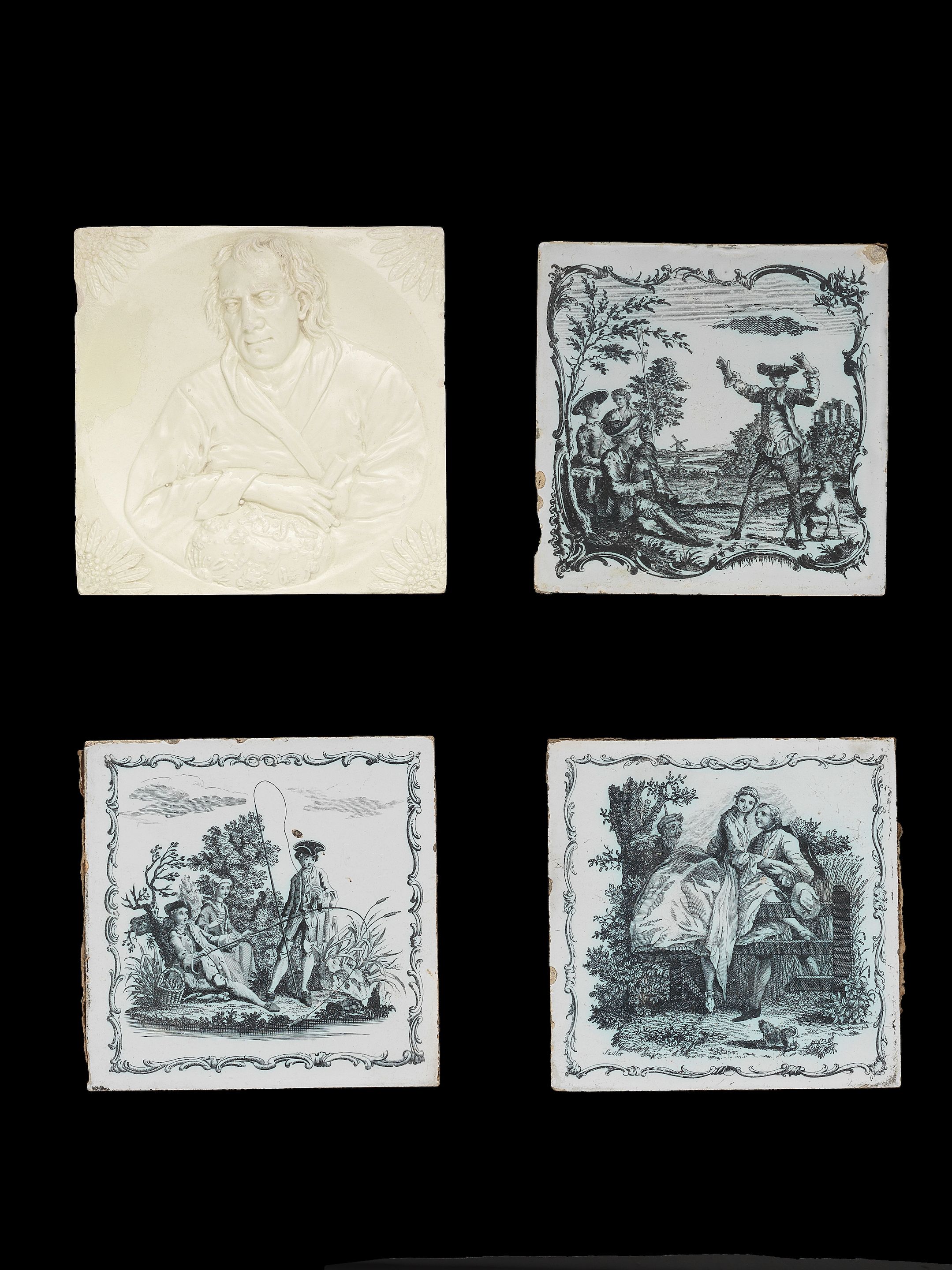 Bonhams : A rare creamware tile, circa 1775 and three Liverpool ...