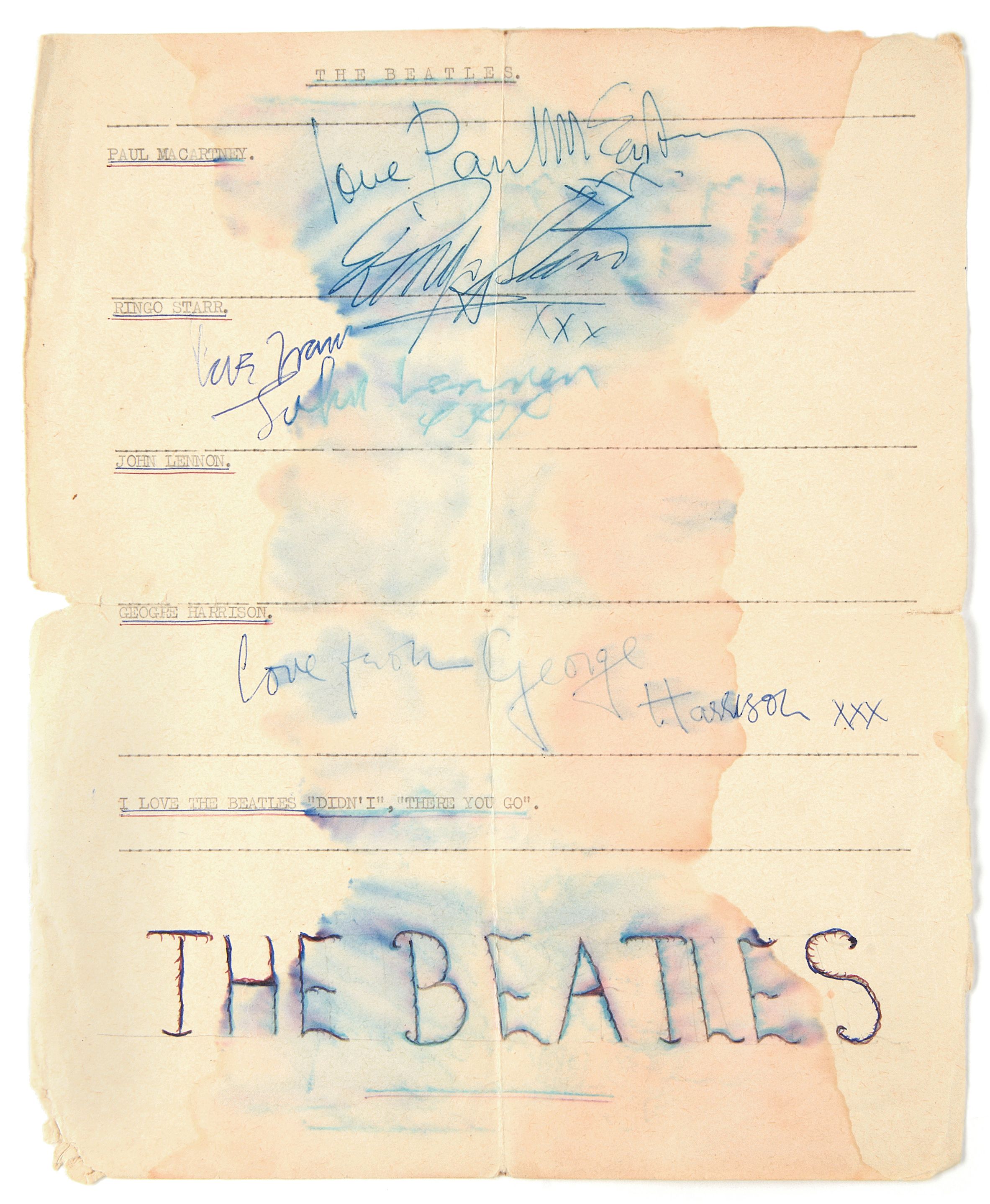 Bonhams : The Beatles A set of autographs, 1963,