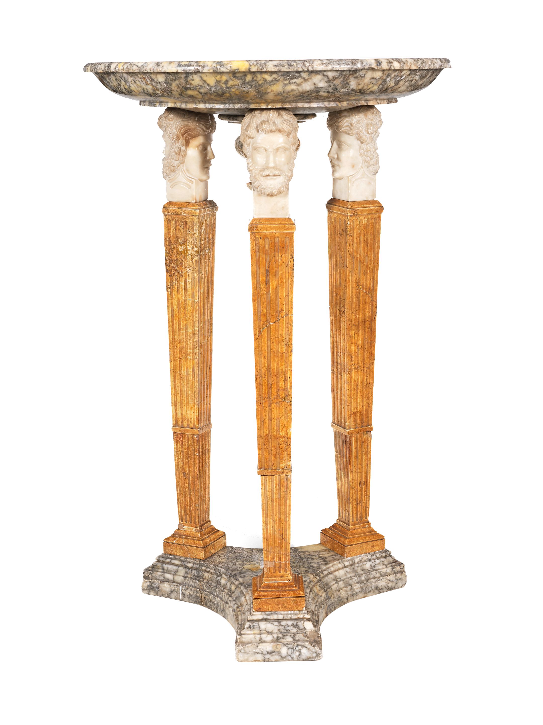 Bonhams : A large Italian marble centre-piece on tri-form columnar base