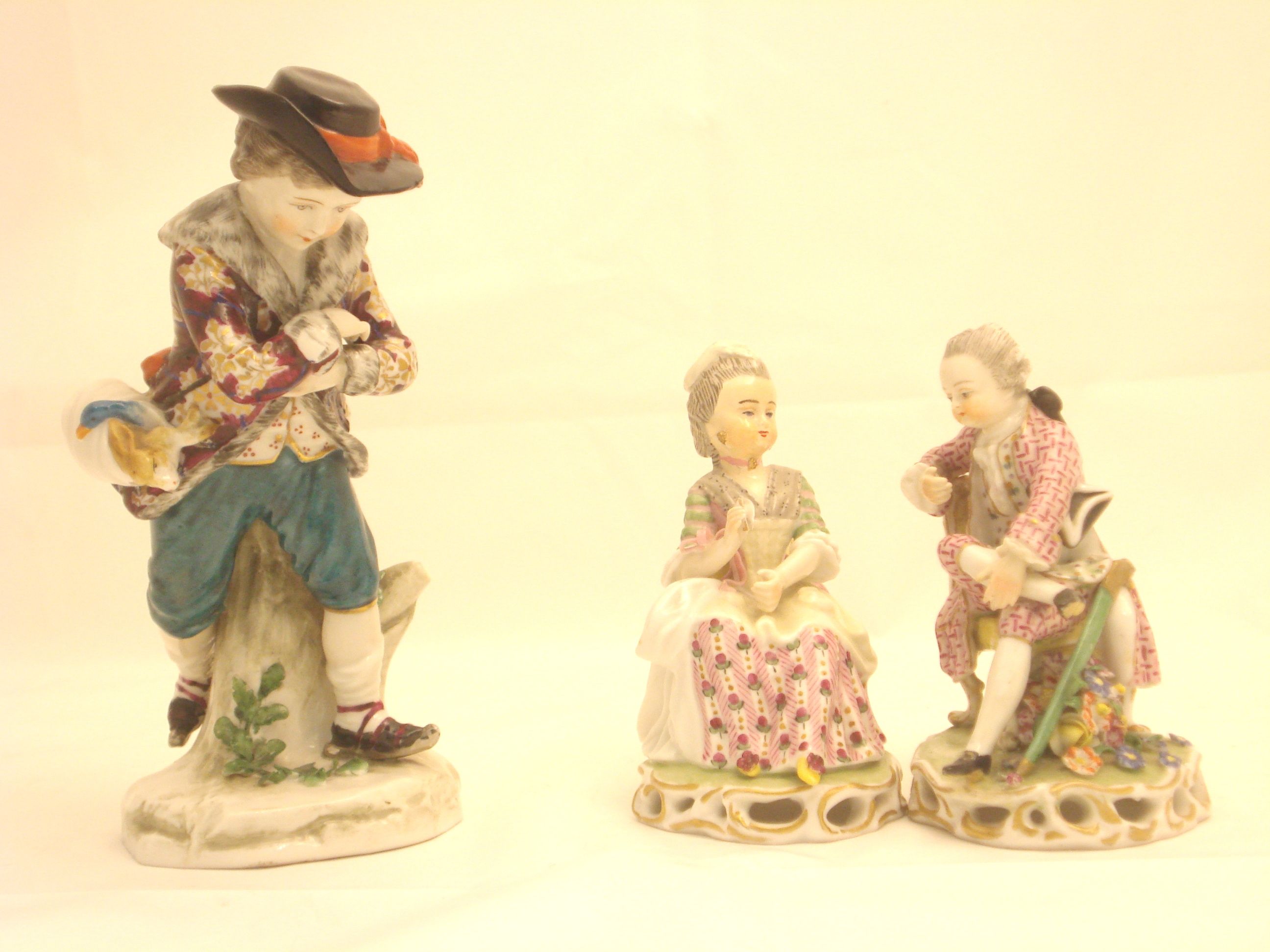 Bonhams : Three Continental Chelsea style figures Circa 1900
