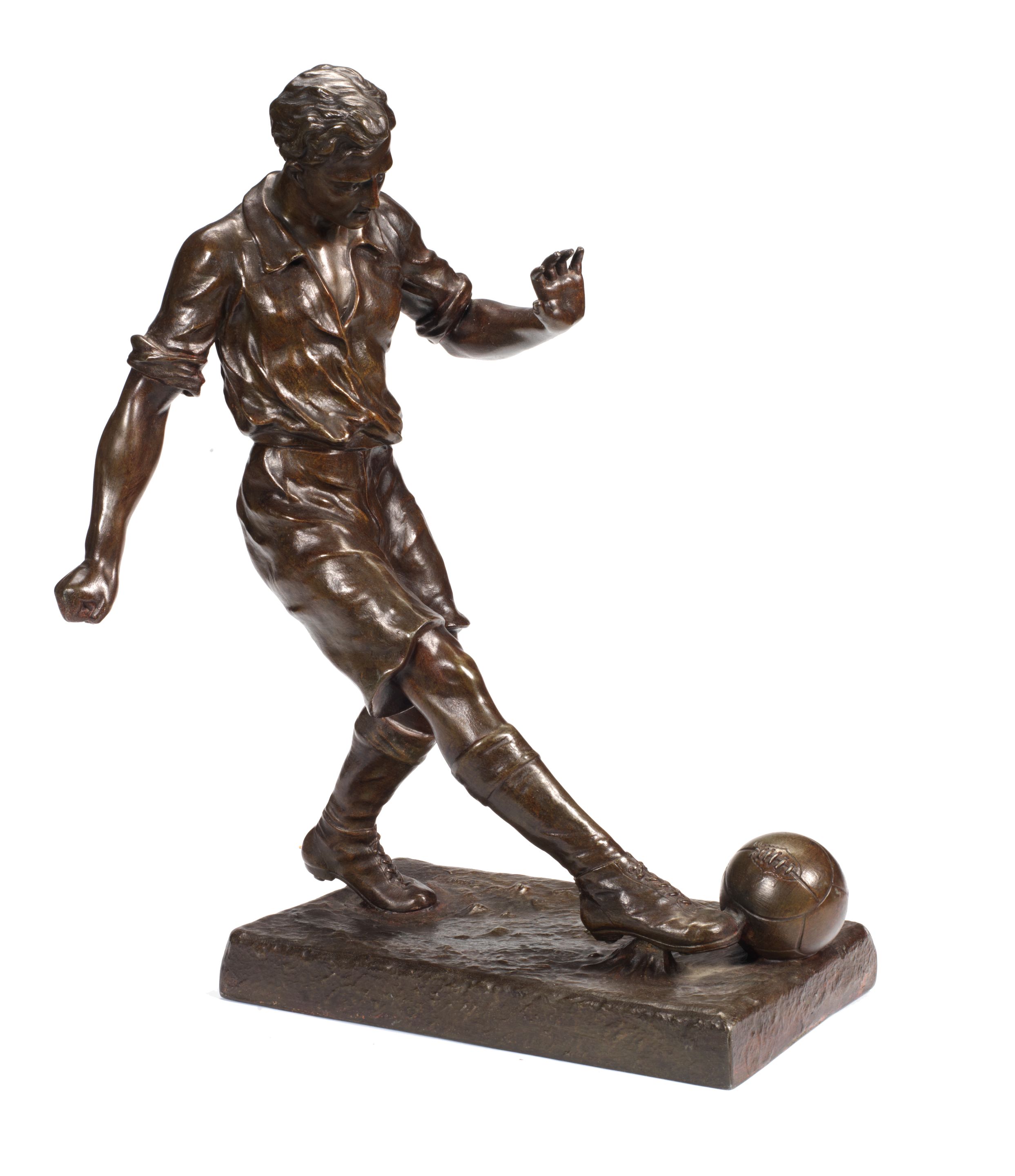 Bonhams : A large 20th century copper-clad figure of a footballer