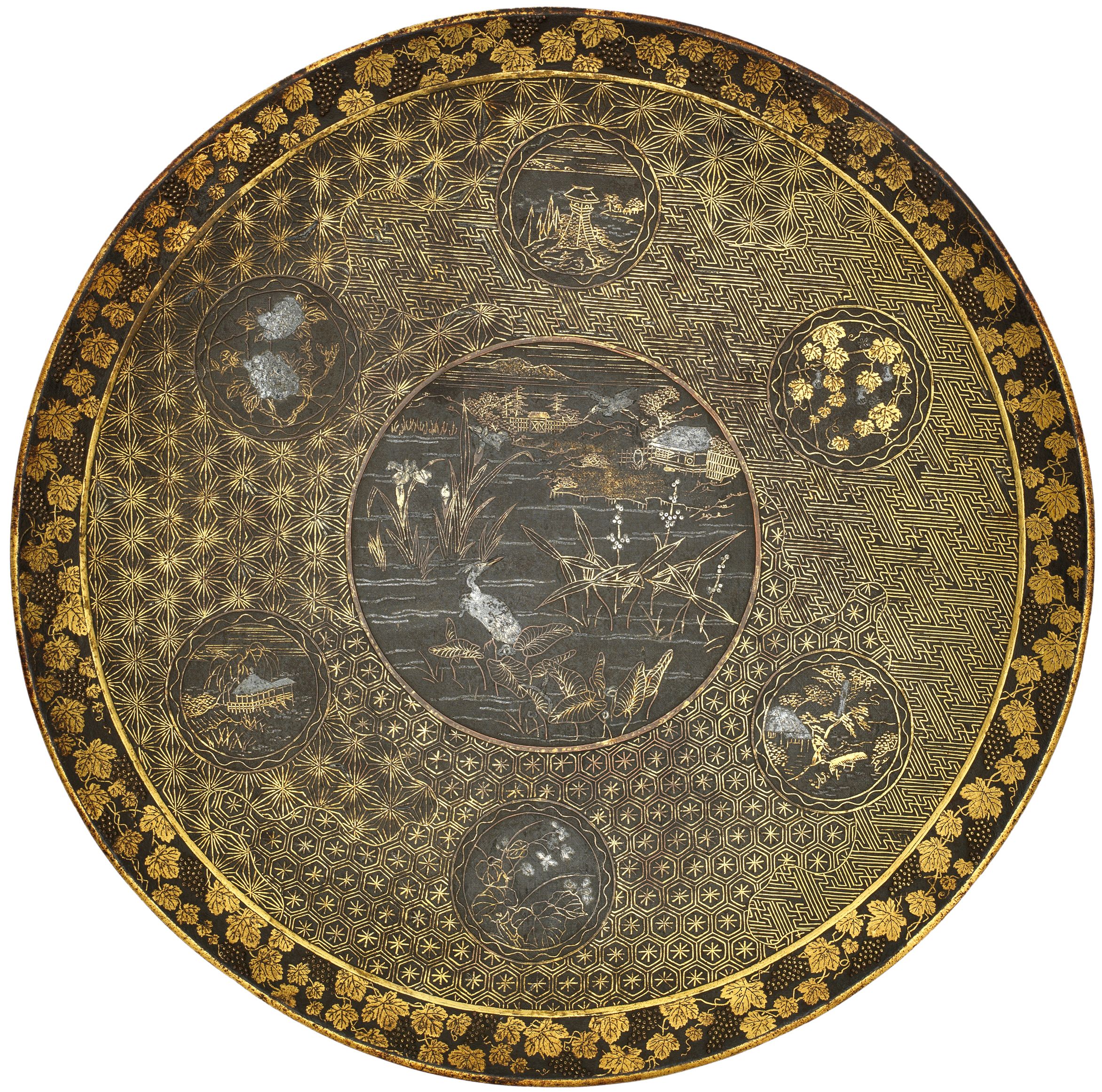 Bonhams : An inlaid iron circular dish By the Komai Company of Kyoto ...