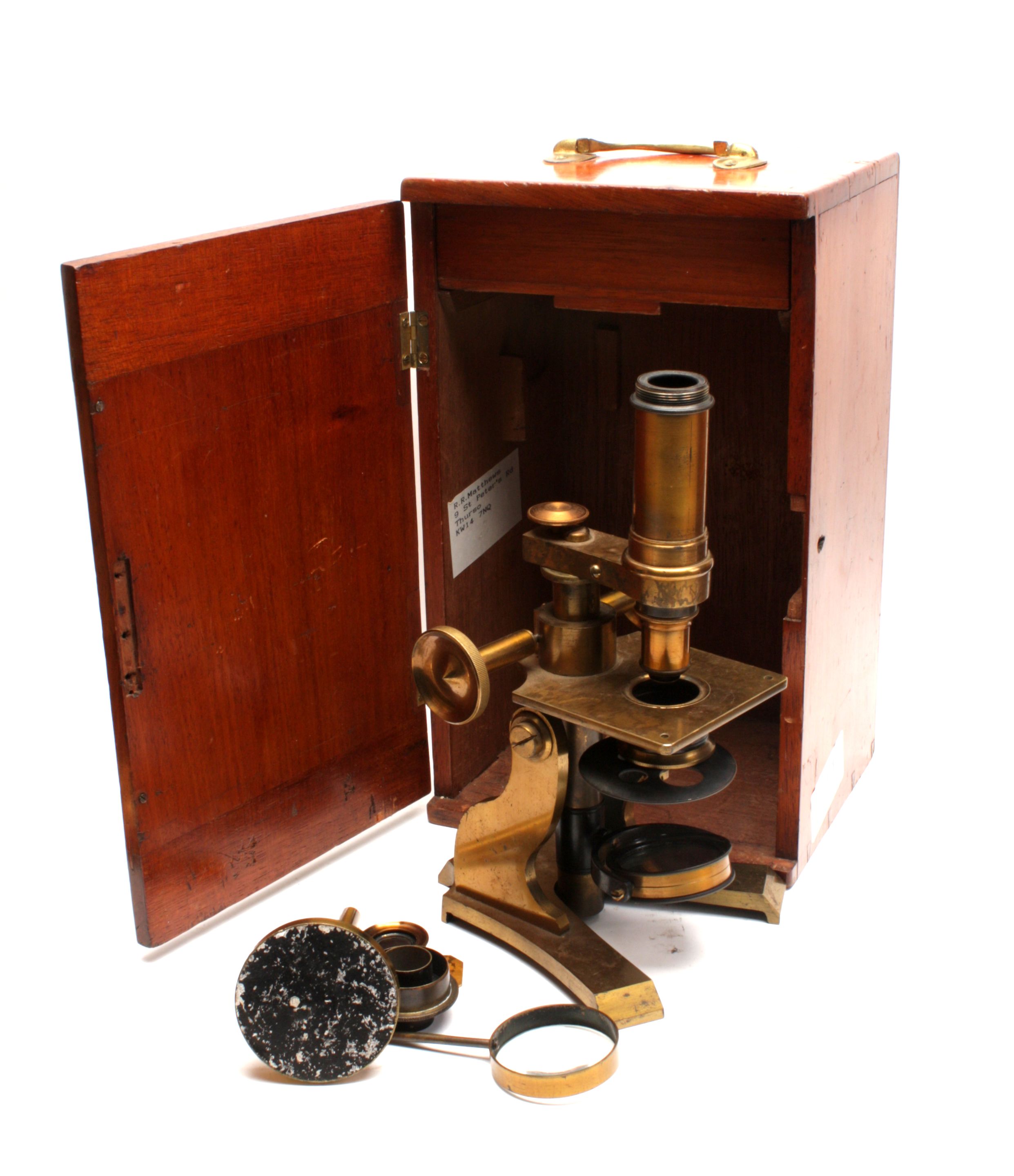 Bonhams : An early 20th century brass microscope
