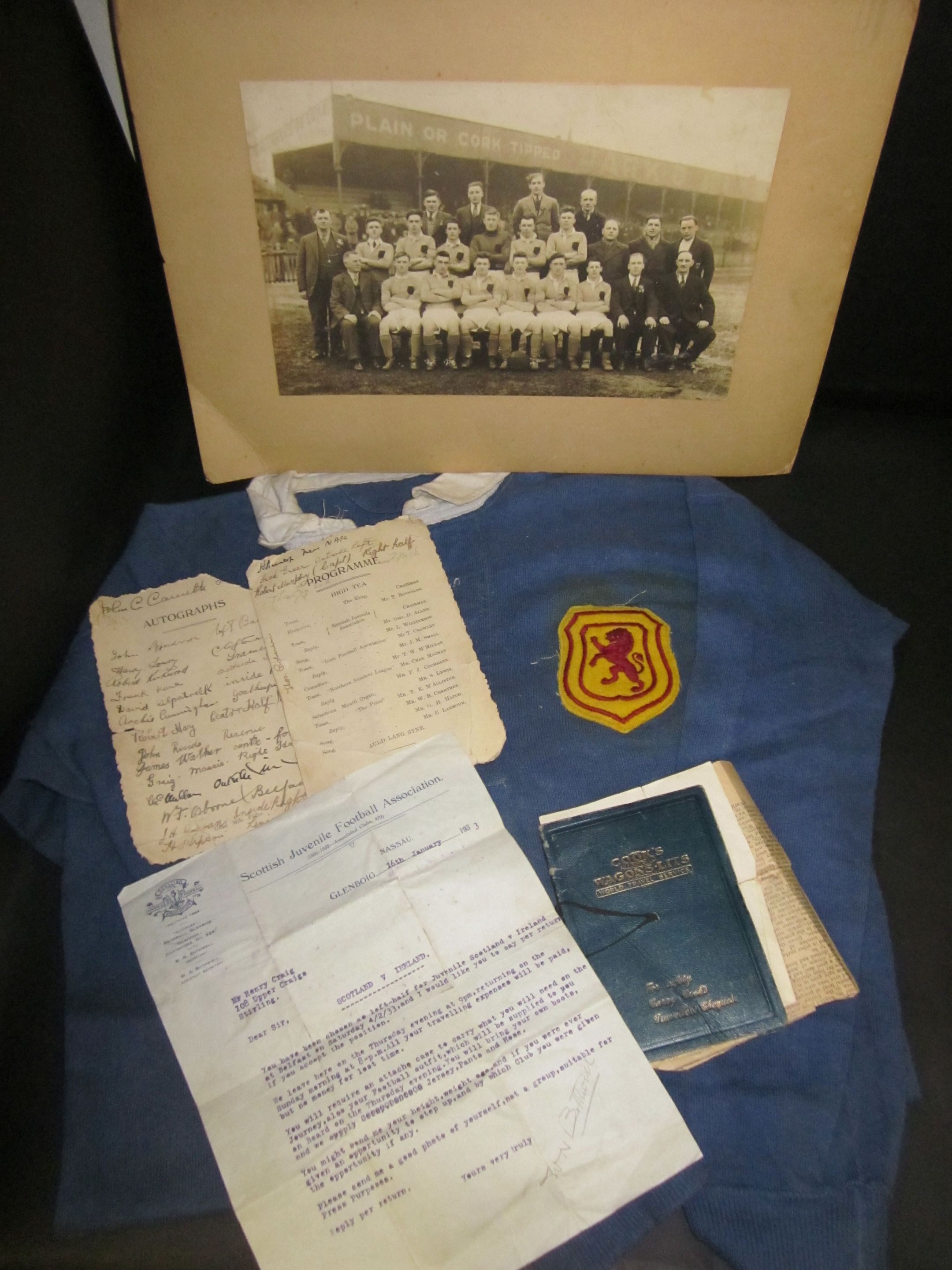 Bonhams : A collection of items from former footballer Harry Craig