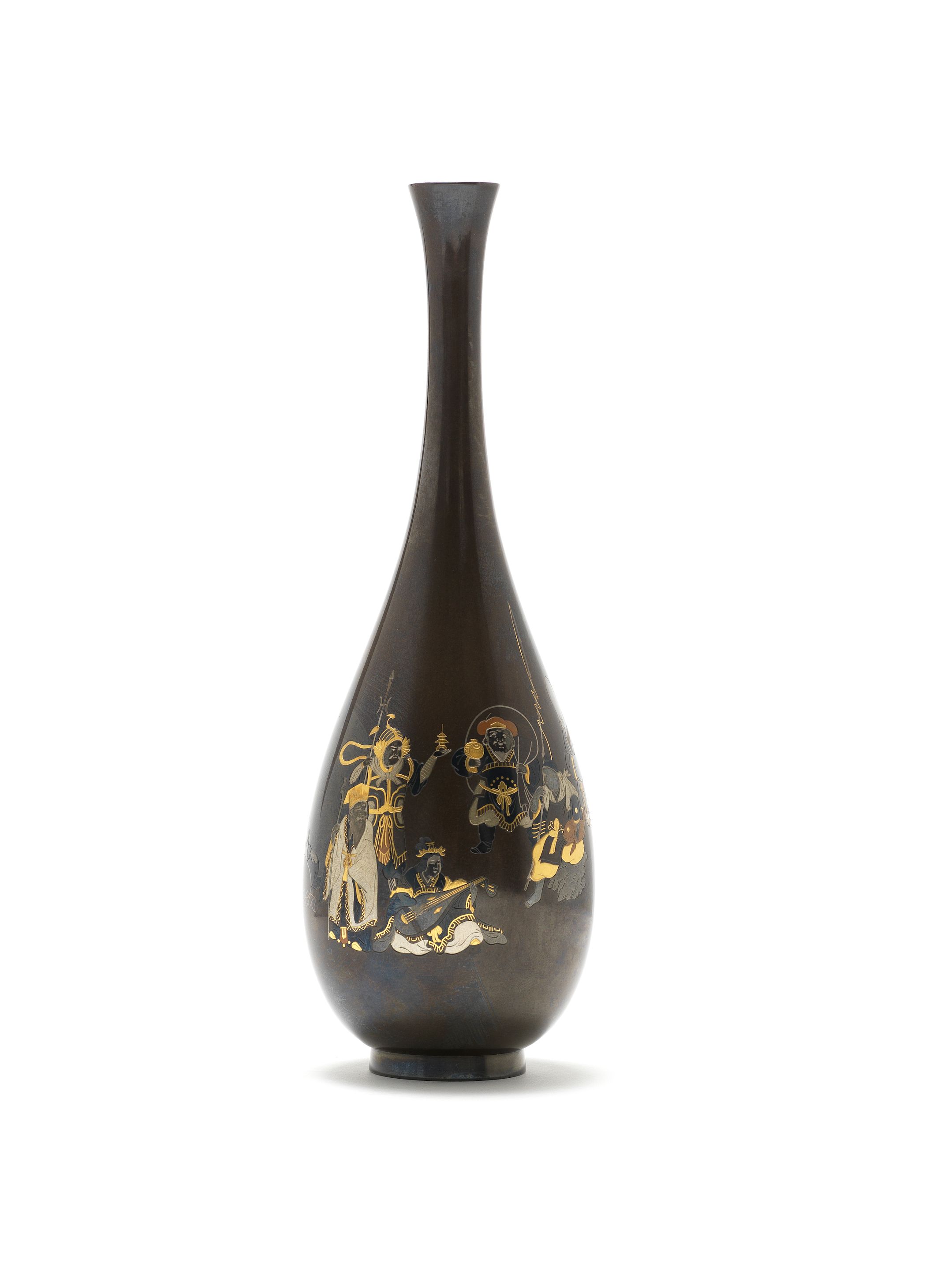 Bonhams : An inlaid bronze slender pear-shaped vase By Mitsunobu for ...