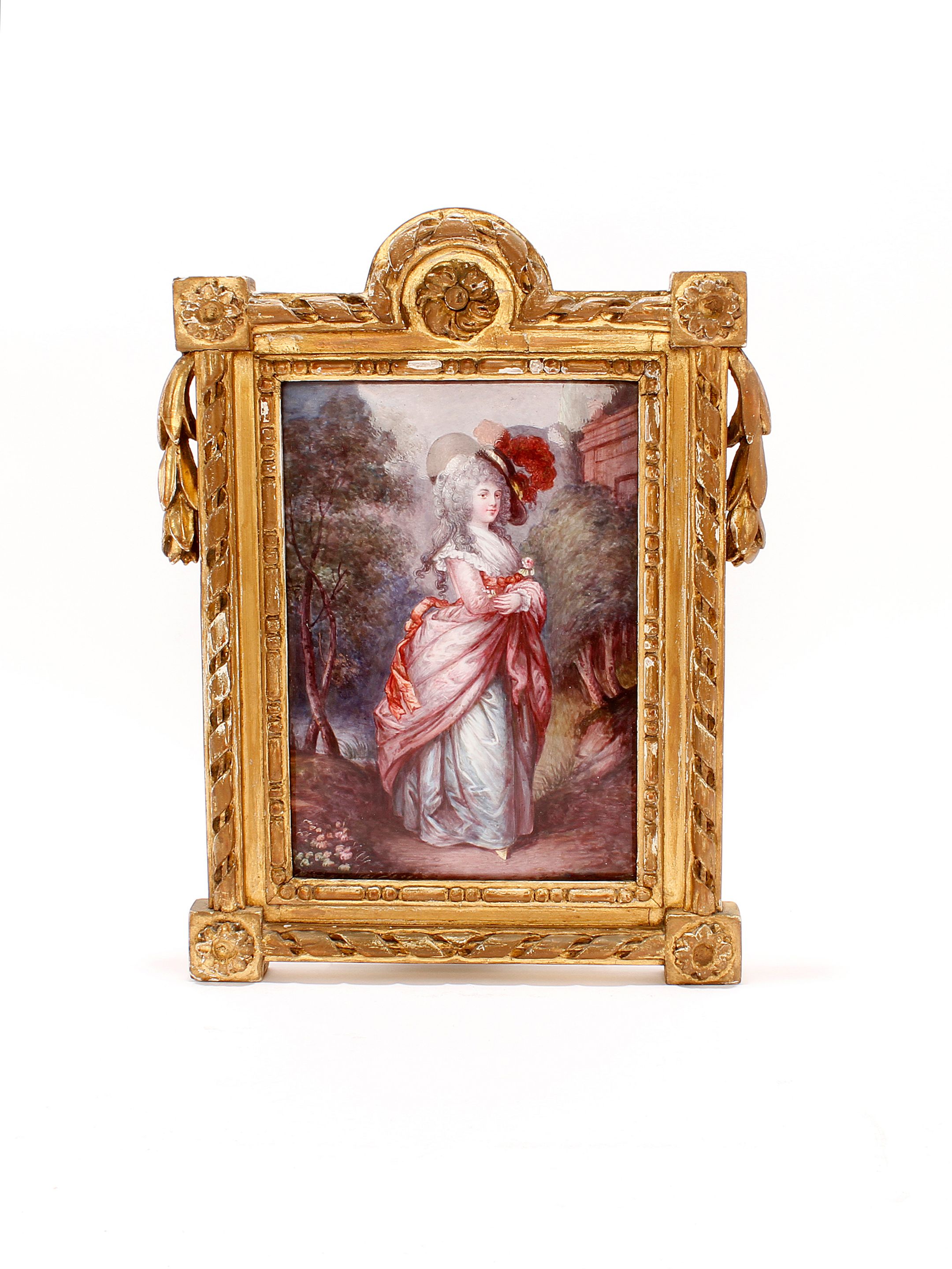 Bonhams : An enamel portrait plaque of a lady, late 19th century