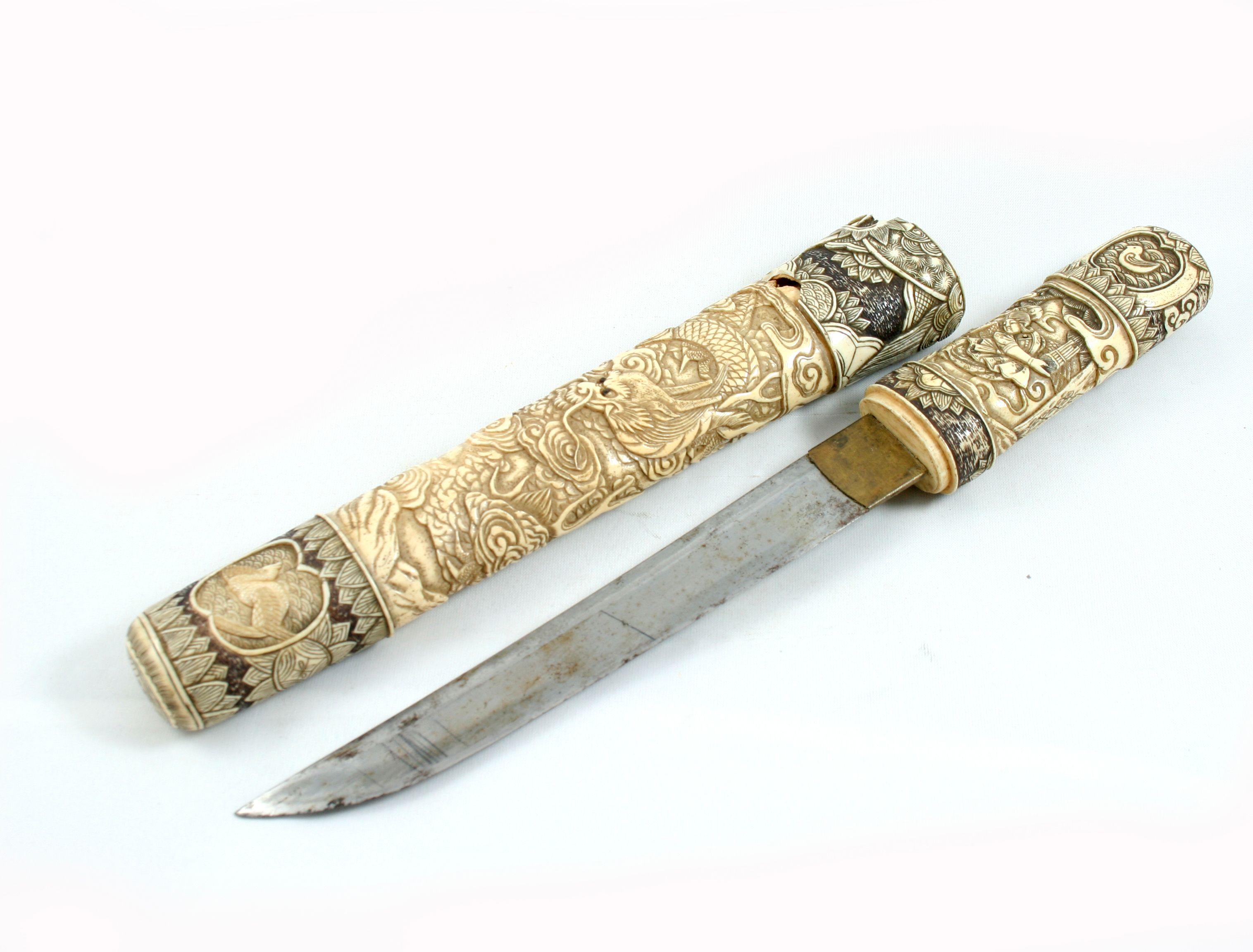 Bonhams : A Japanese ivory-mounted Tanto dagger Late Meiji period