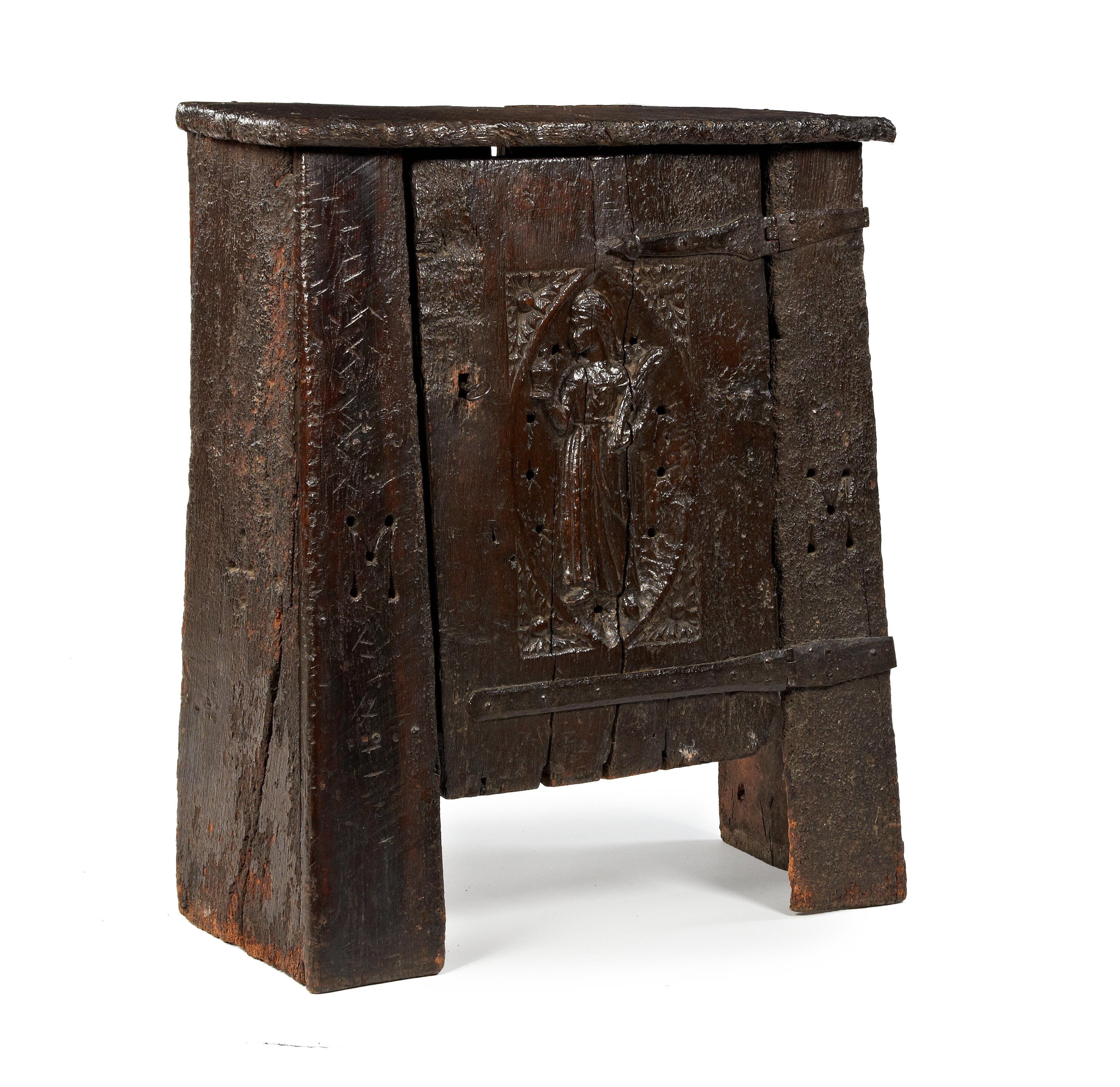 Bonhams : A rare late 15th/early 16th century and later chestnut and oak aumbry, French, circa ...