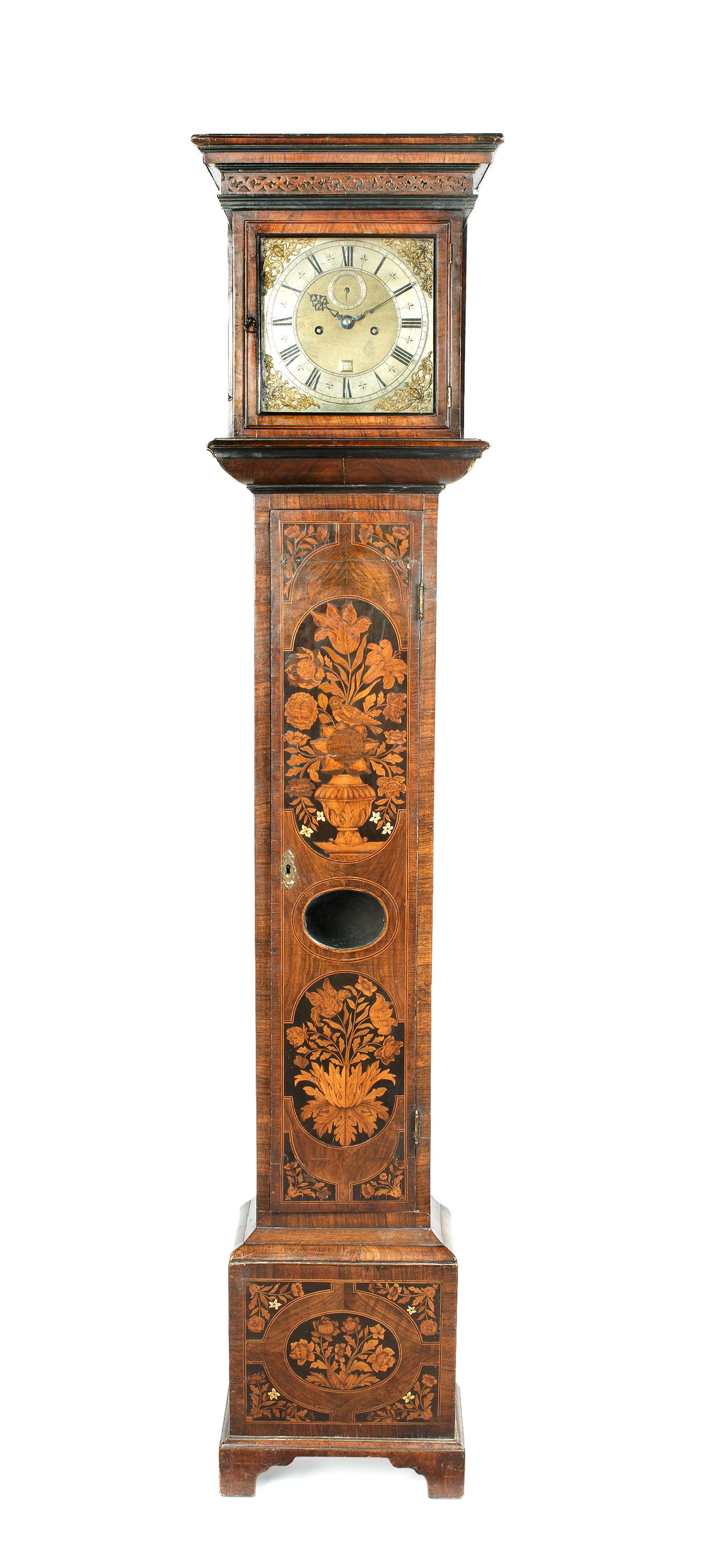 Bonhams : A rare late 17th century walnut marquetry longcase clock ...
