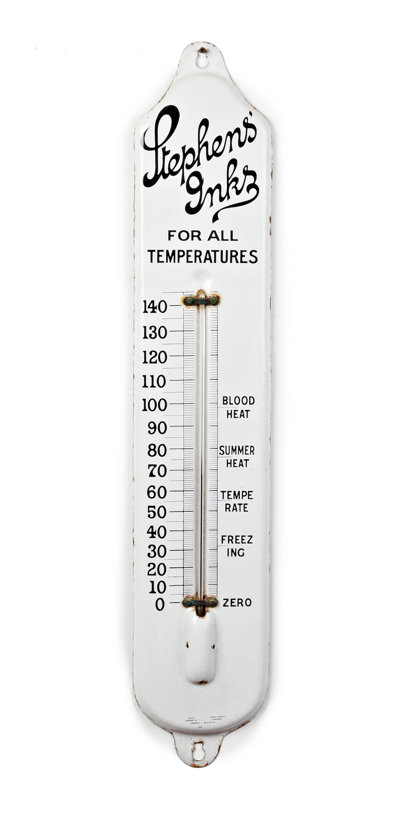Bonhams : A Stephens' Inks enamel shop advertising thermometer Jordan ...