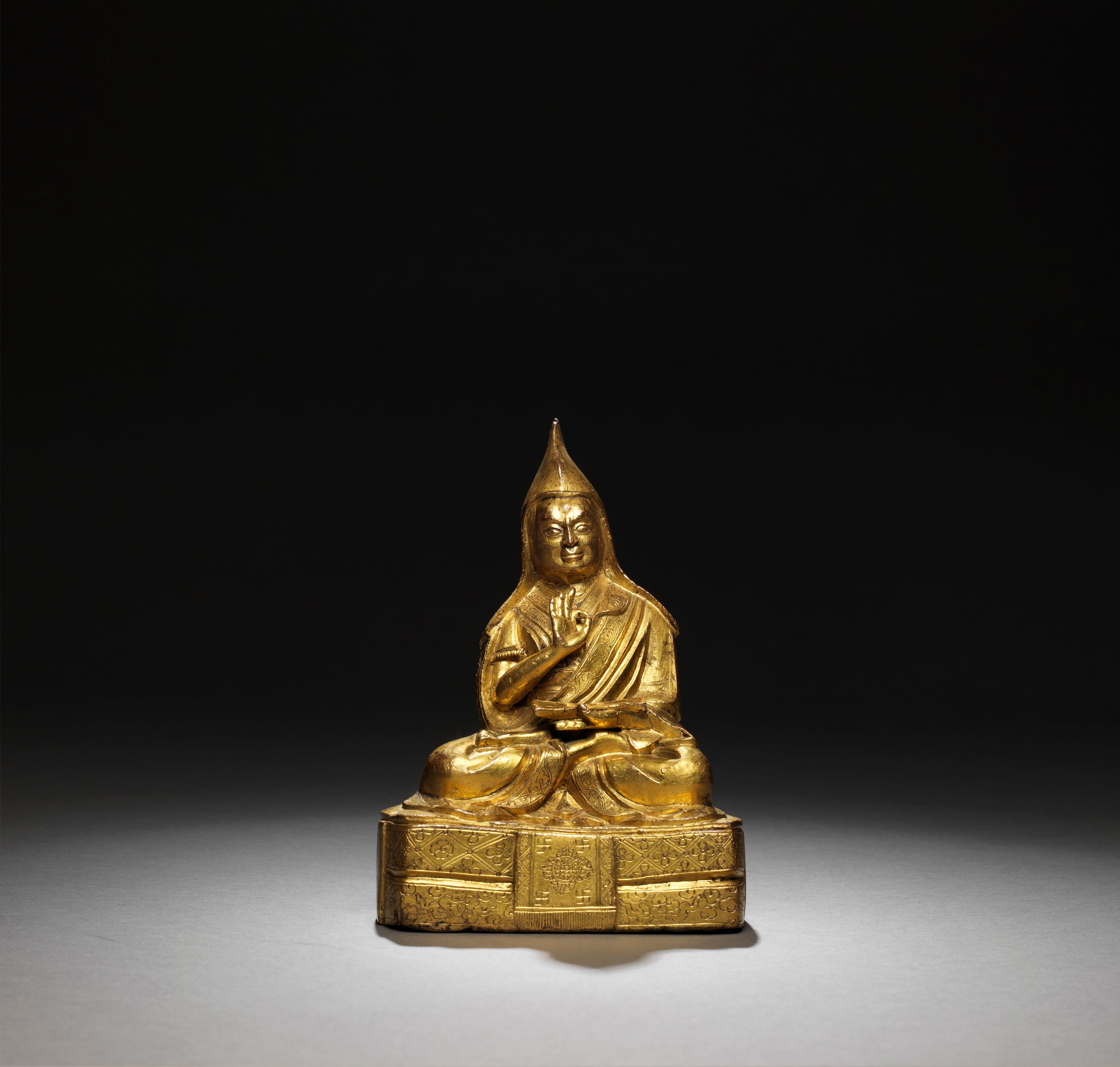 Bonhams : A rare gilt-bronze figure of a 'Bon' Lama Tibet, 18th century