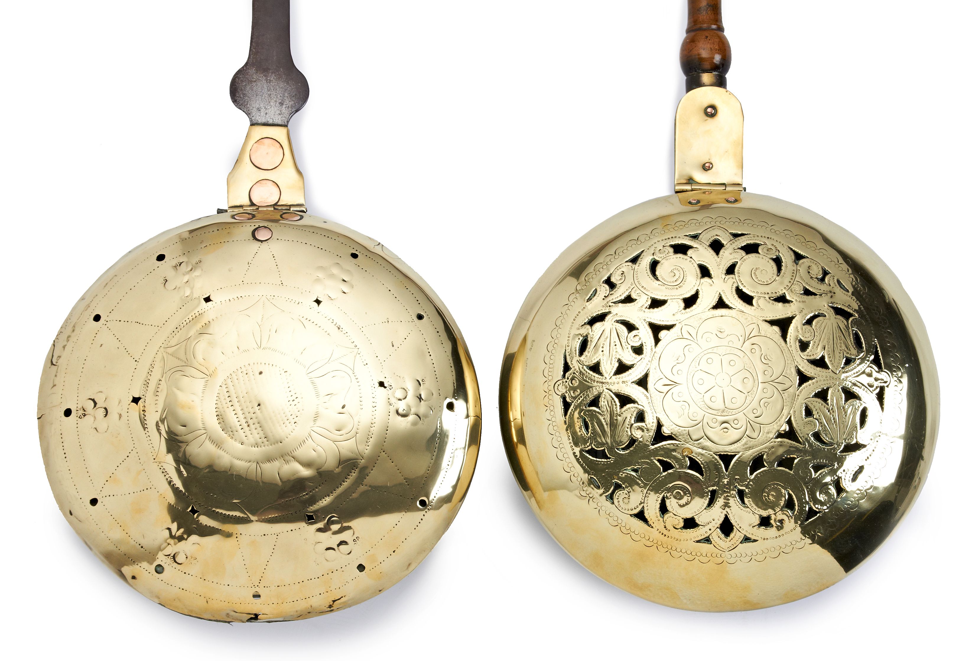 Bonhams : A 17th century brass, iron and copper warming pan, English