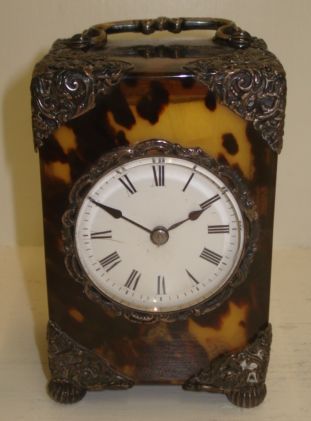 Bonhams : A Victorian silver mounted and tortoiseshell carriage clock ...