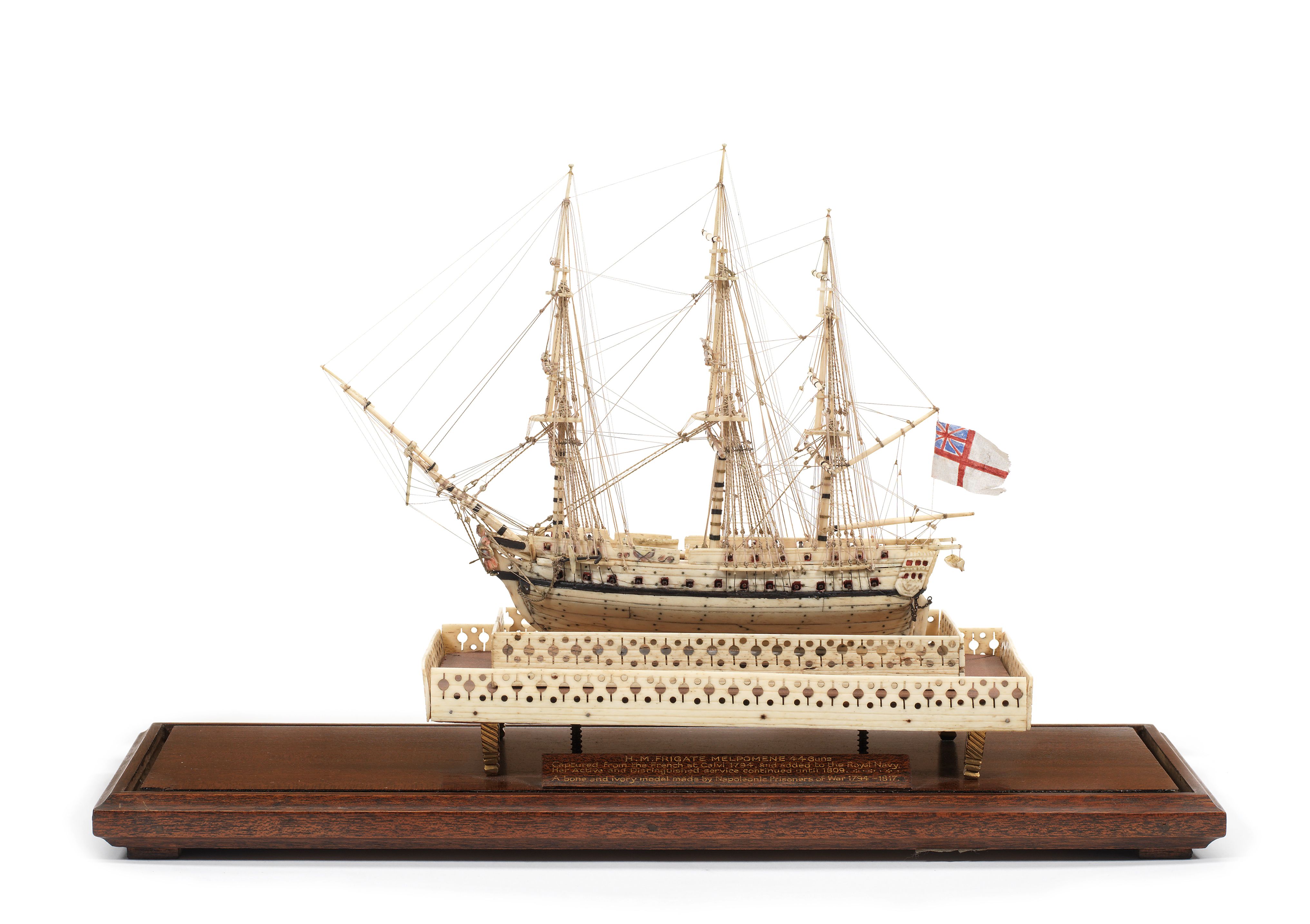 Bonhams : A French prisoner-of-war bone model of the 38 gun 5th Rate ...