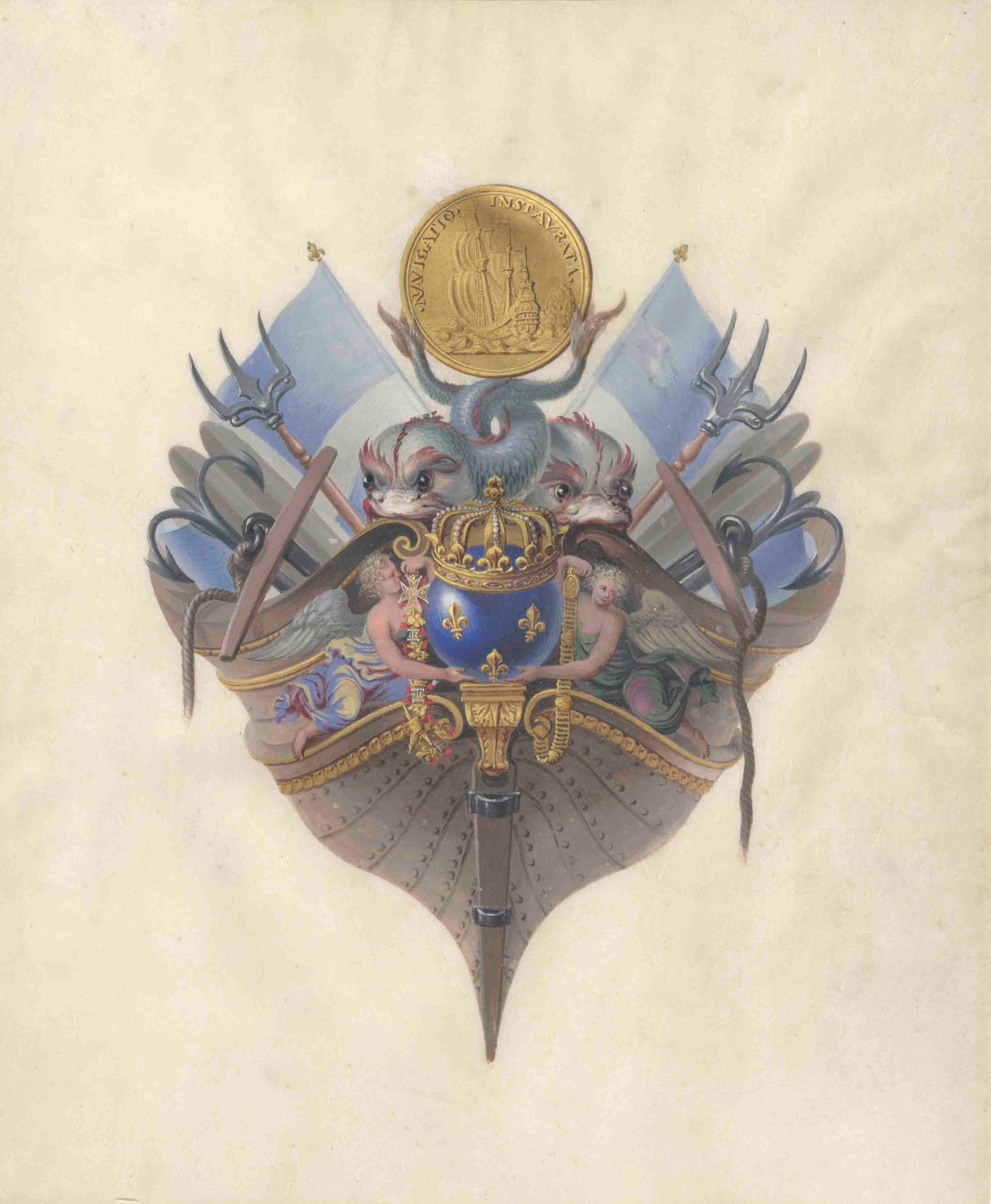 Bonhams : LOUIS XIV - NAVAL Allegorical design attributed to the ...