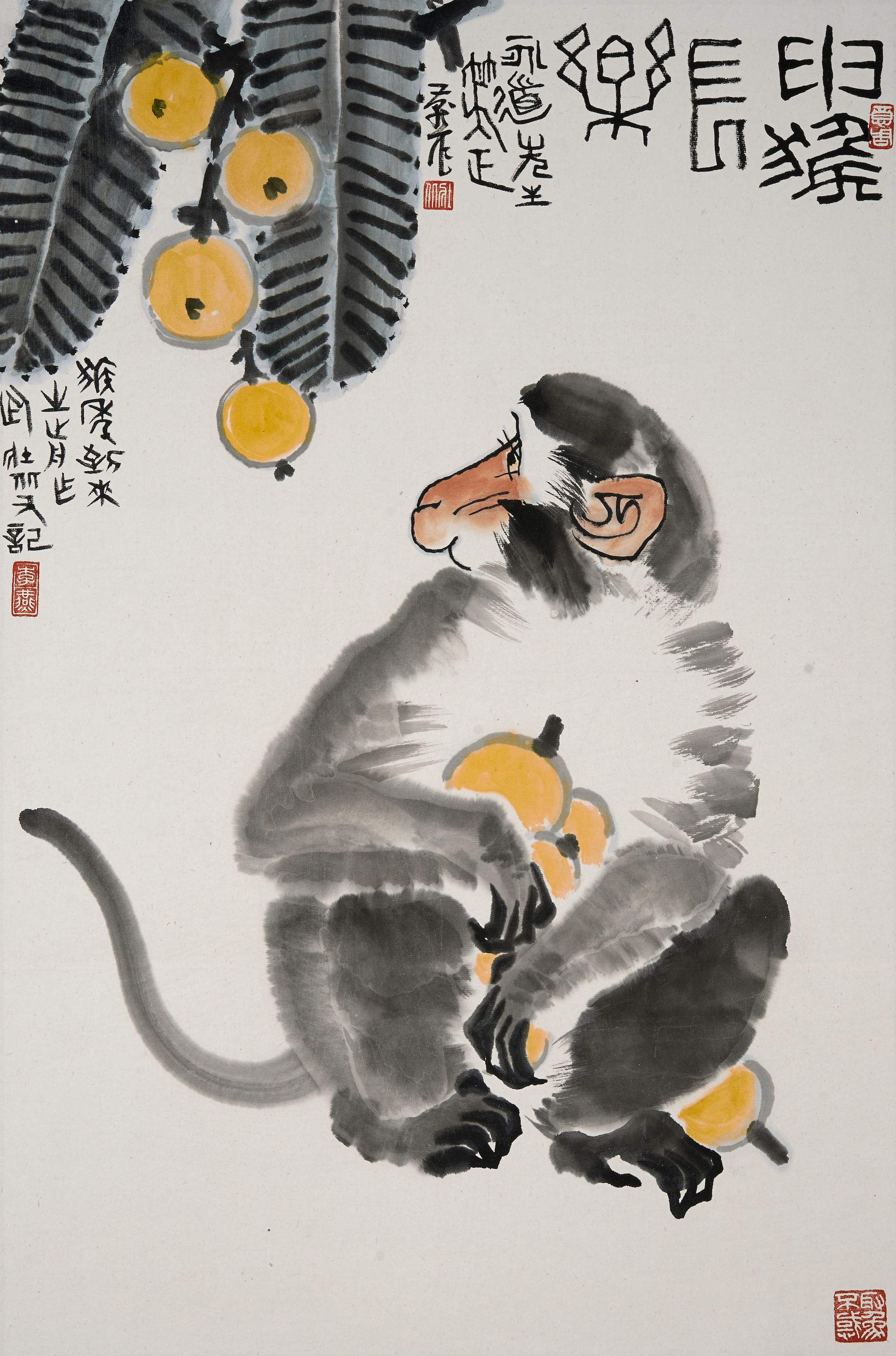 Bonhams : Li Yan (b.1943) Monkey and Peach