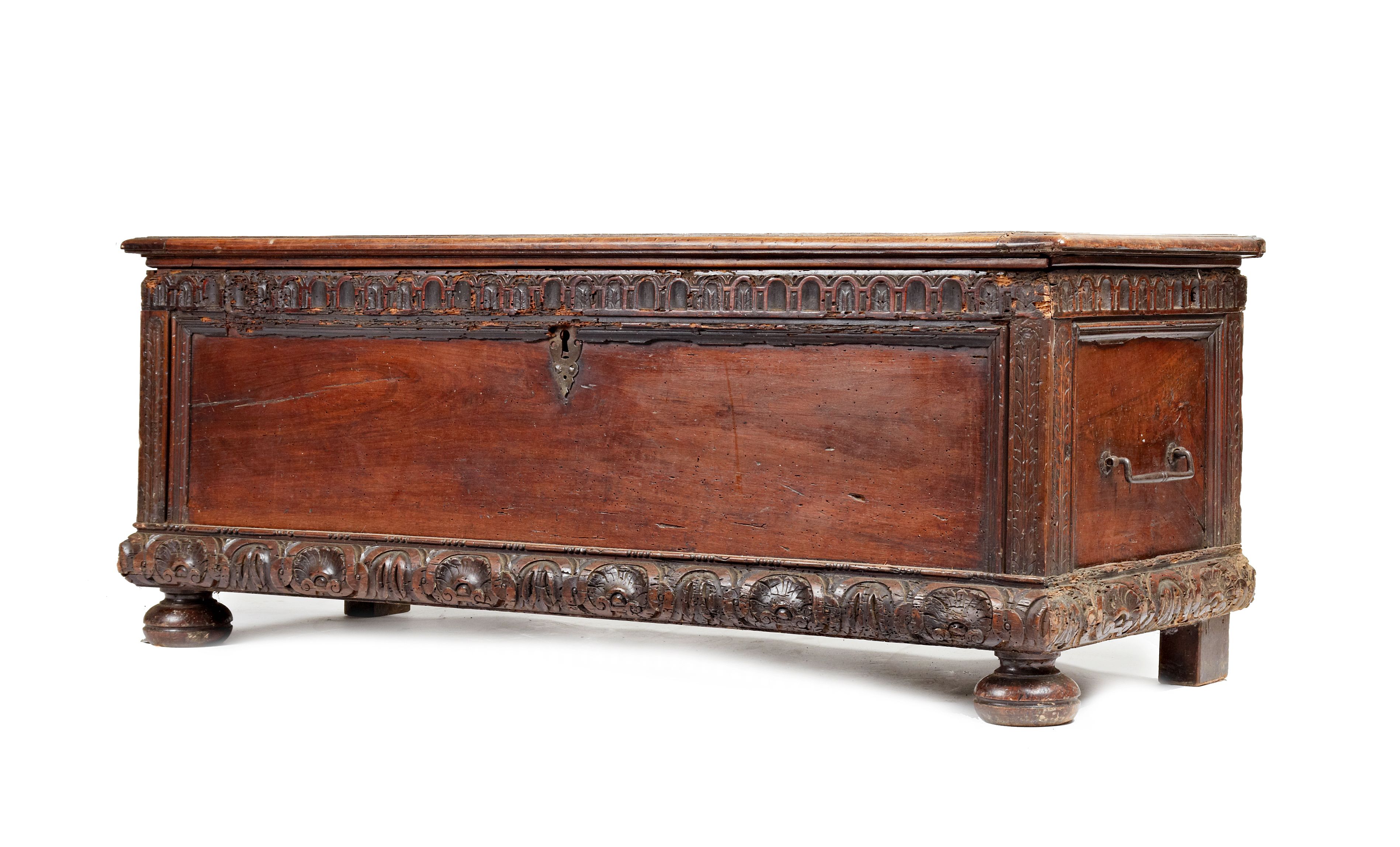 Bonhams : A late 17th century walnut cassone, Italian