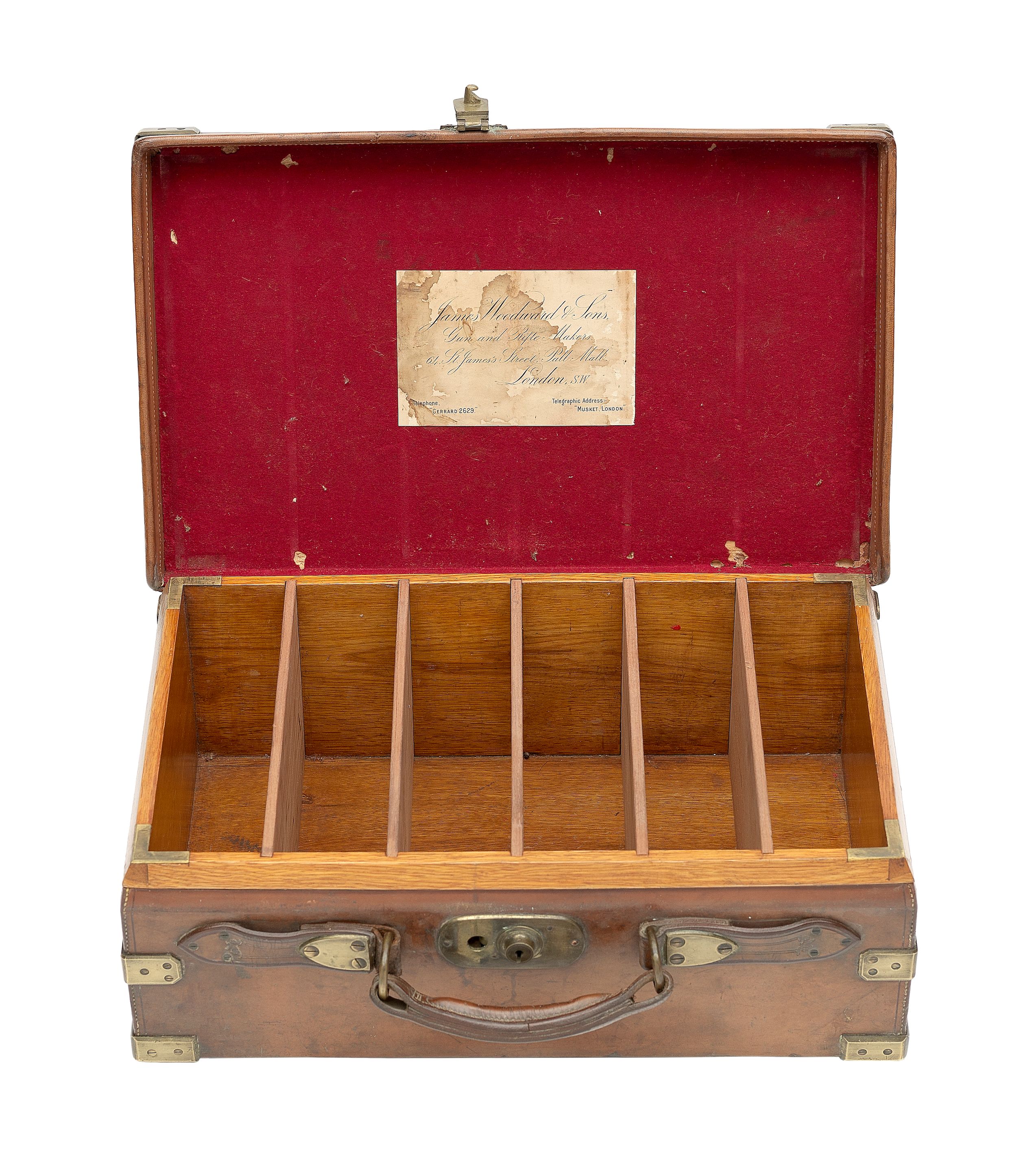 Bonhams : A fine James Woodward & Sons brass-mounted oak and leather ...
