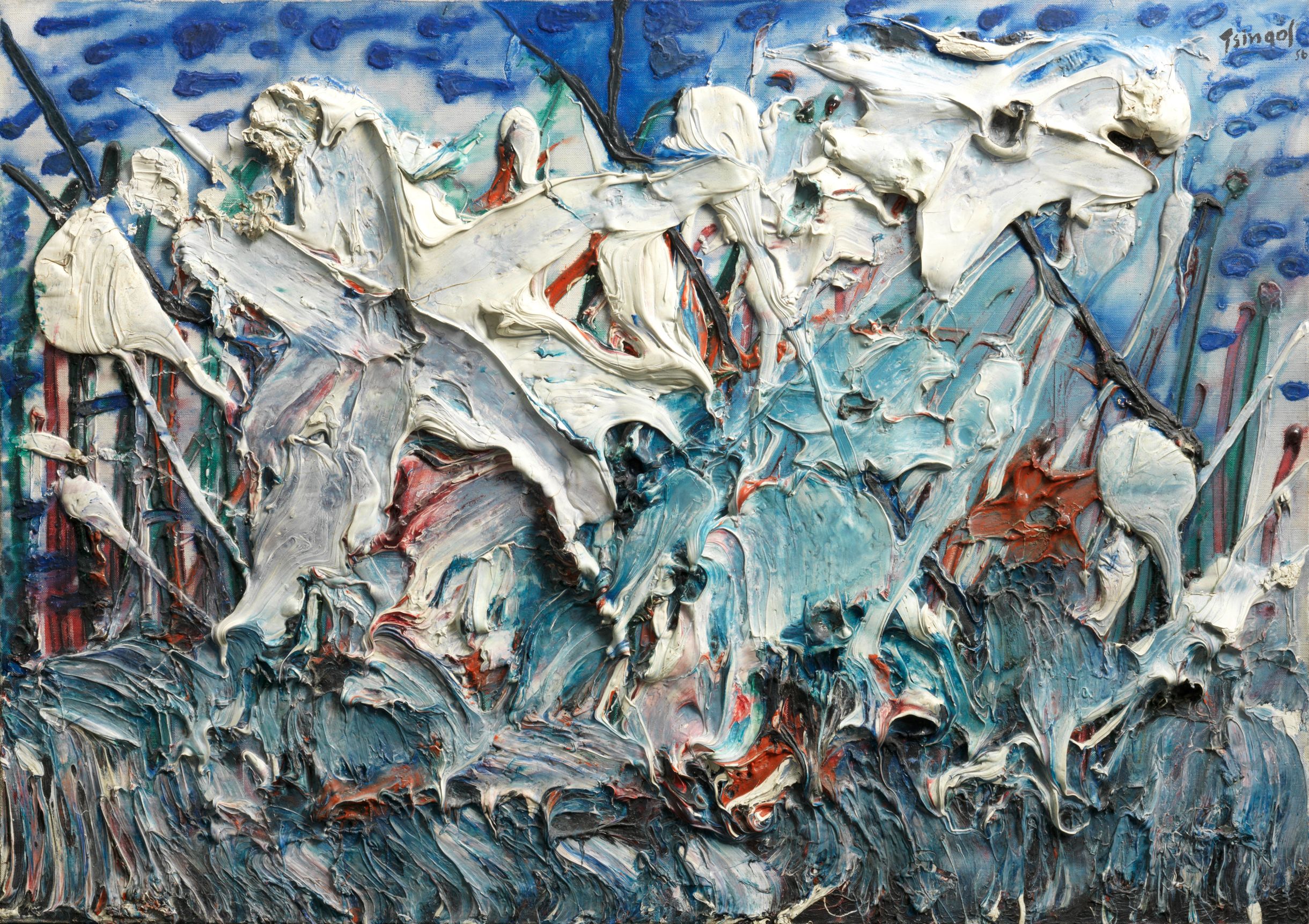 Bonhams : Thanos Tsingos (Greek, 1914-1965) Lilies 65 x 92 cm.