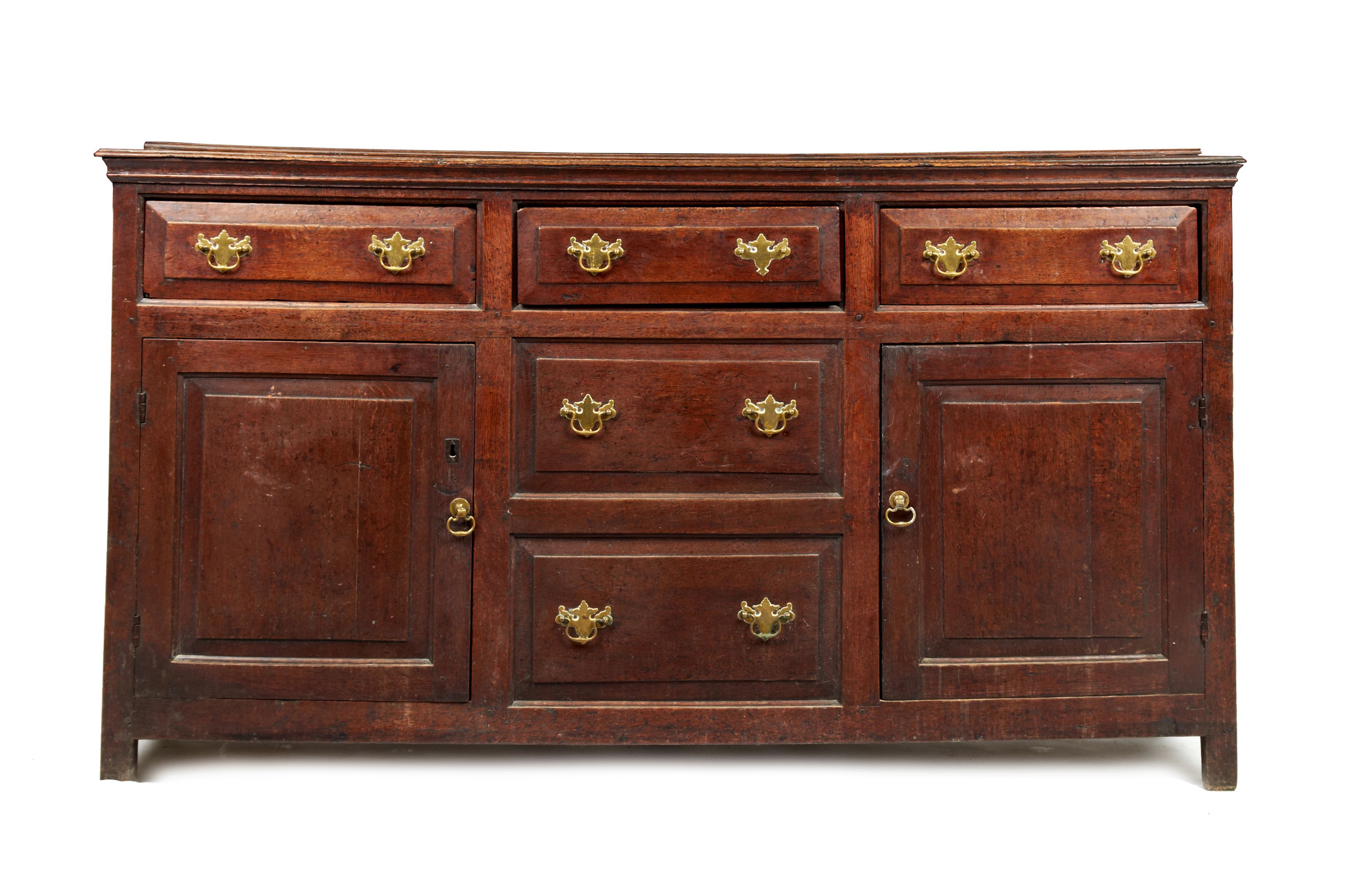 Bonhams : A mid-18th century unusually high oak dresser base, Welsh, circa 1740-60