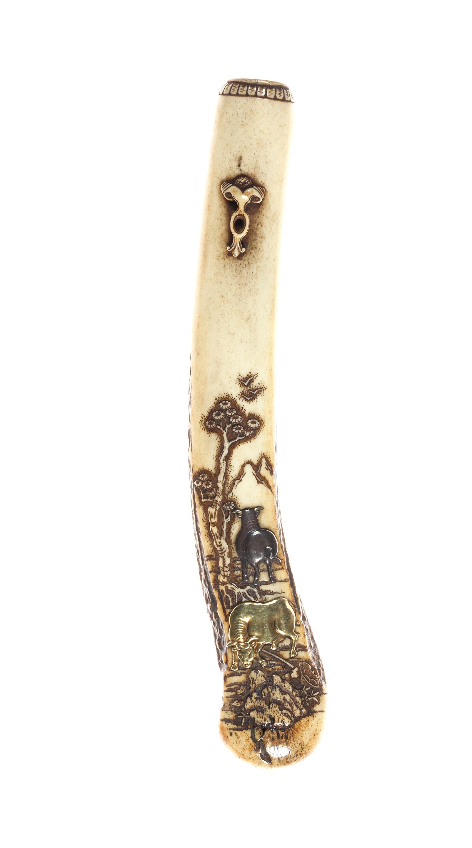 Bonhams : A stag-antler kiseruzutsu (pipe case) By Takayuki, late 19th ...