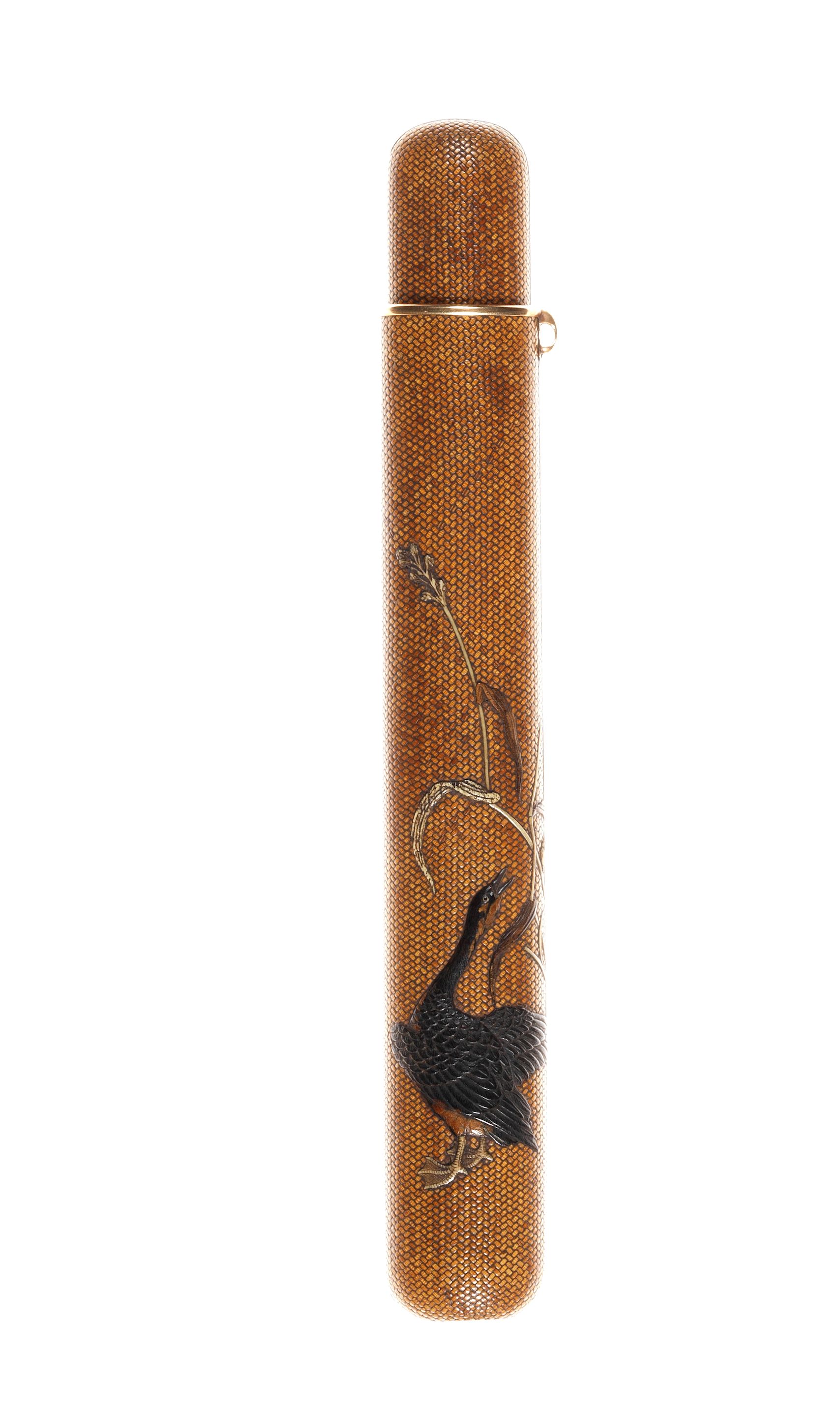 Bonhams : A woven rattan kiseruzutsu (pipe case) By Rosetsu, late 19th ...