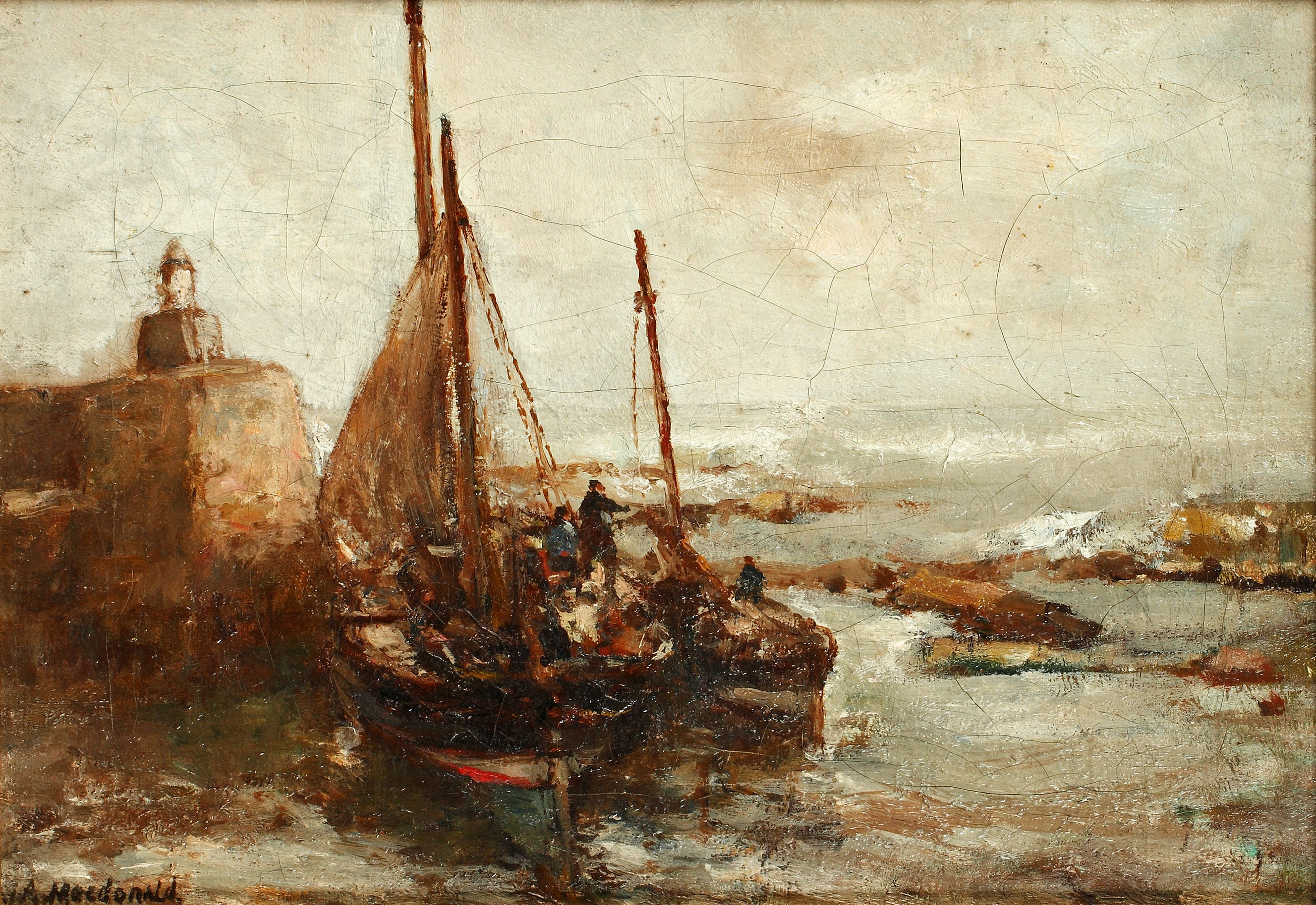 Bonhams : Arthur MacDonald (British, active 1897-1940) Harbour view