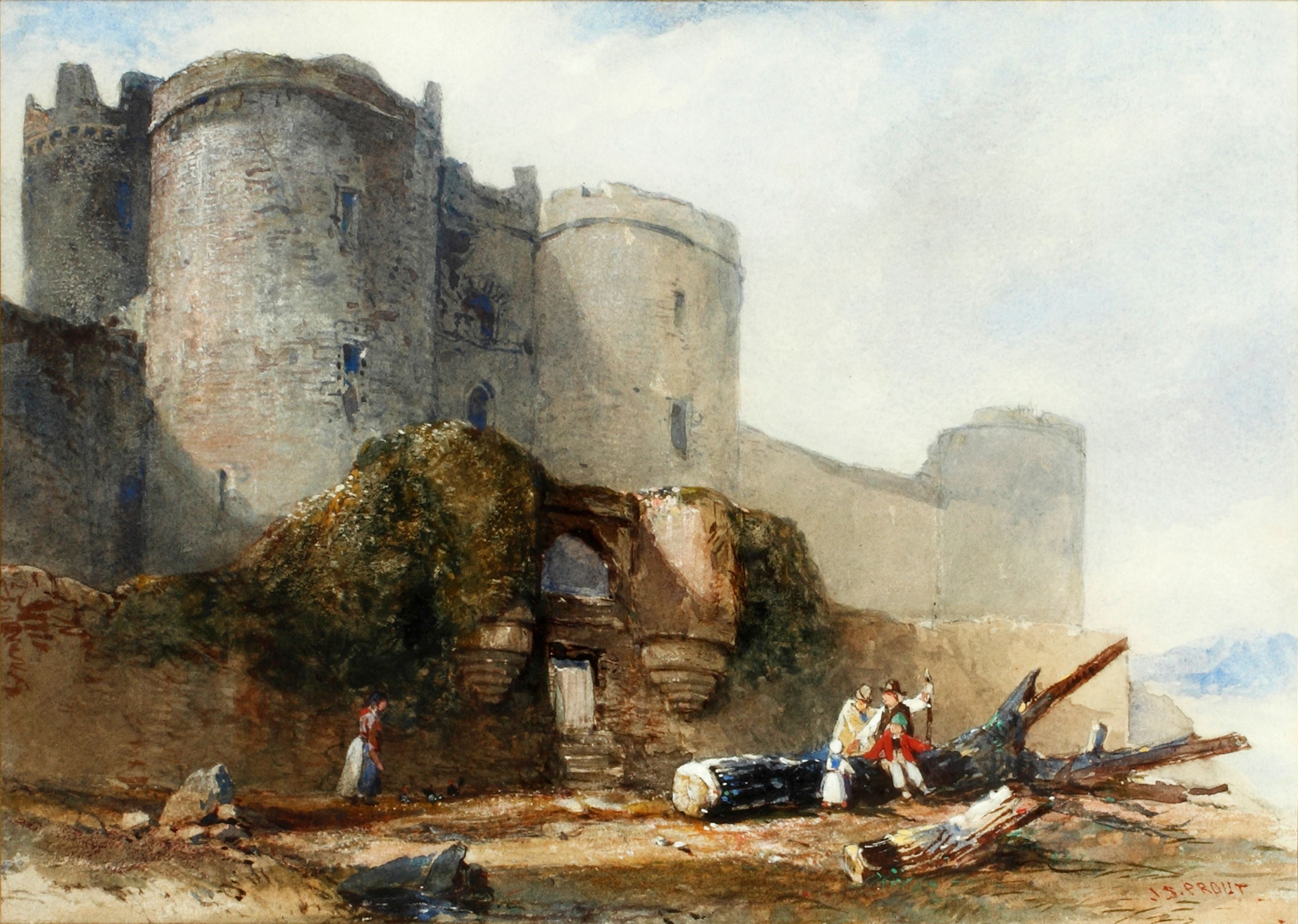 Bonhams : John Skinner Prout (British, 1806-1876) Figures by a Lakeside ...